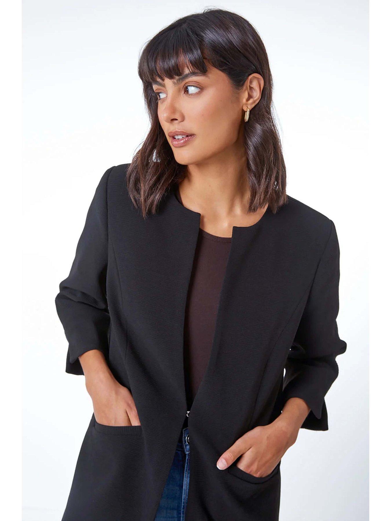 Roman Smart Longline Textured Jacket - Black | Very