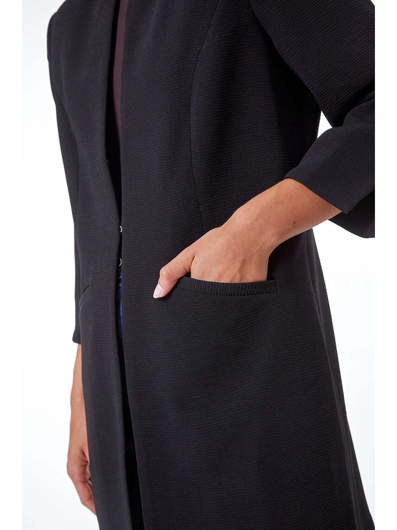 Roman Smart Longline Textured Jacket - Black | Very