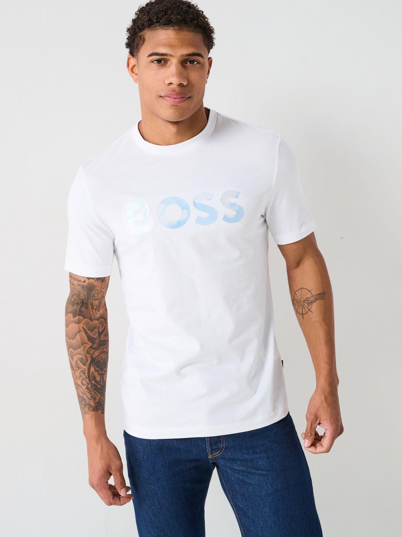 BOSS C-Thompson 70 Regular Fit Script Logo T-Shirt - Off White | Very