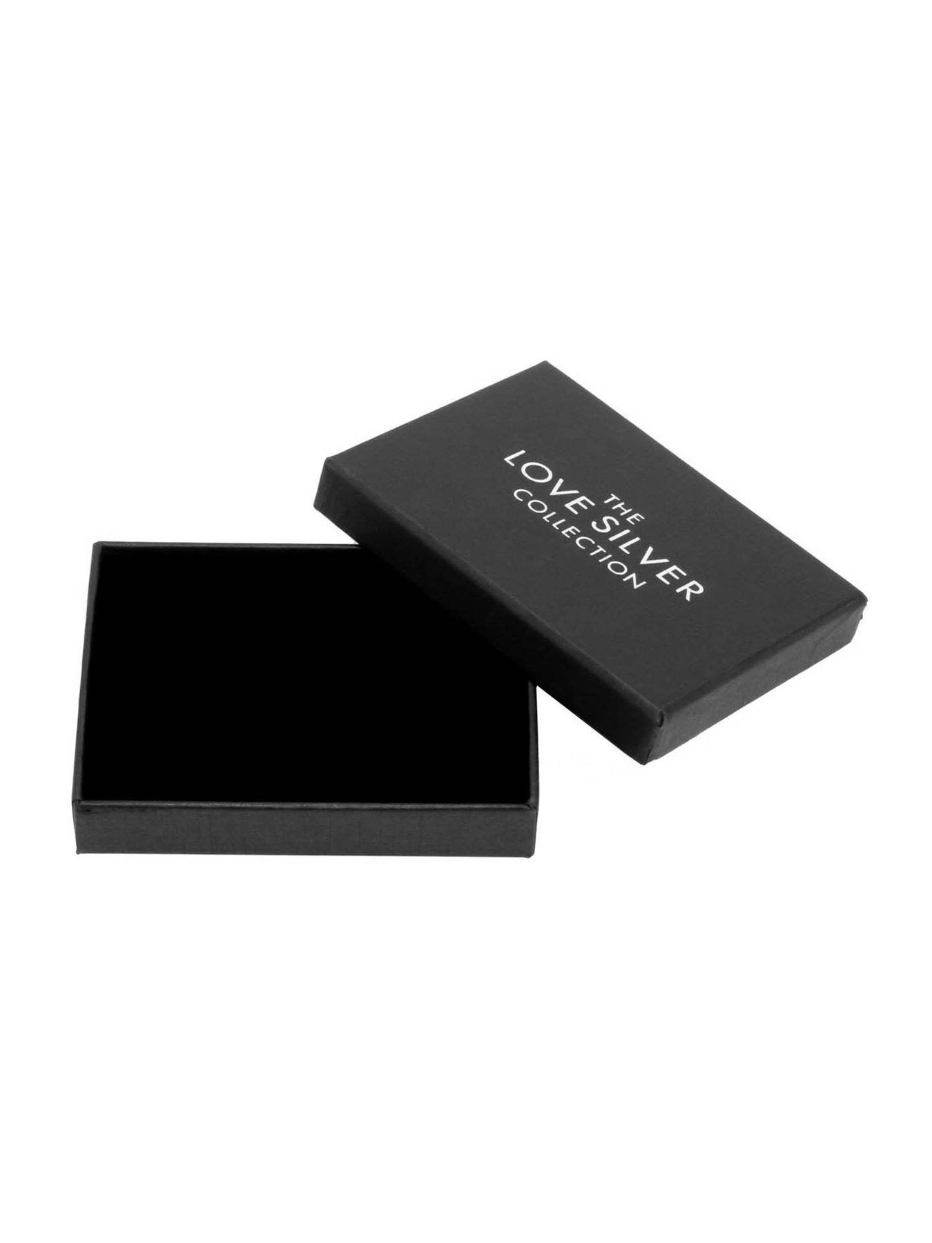 The Love Collection Sterling Silver Rectangle CZ Stud Hoops | Very