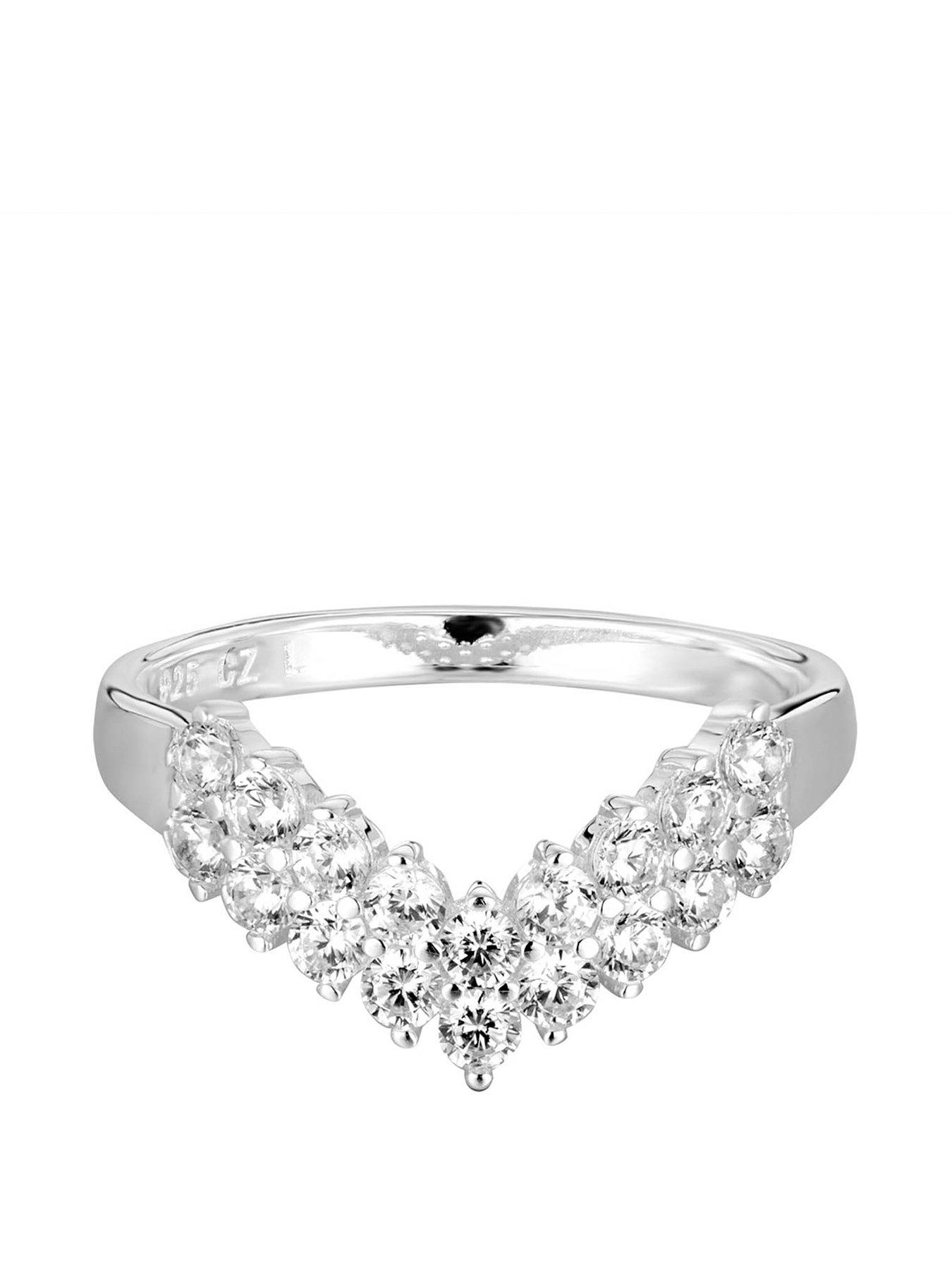 The Love Collection Sterling Silver Vintage Inspired CZ Wishbone ...
