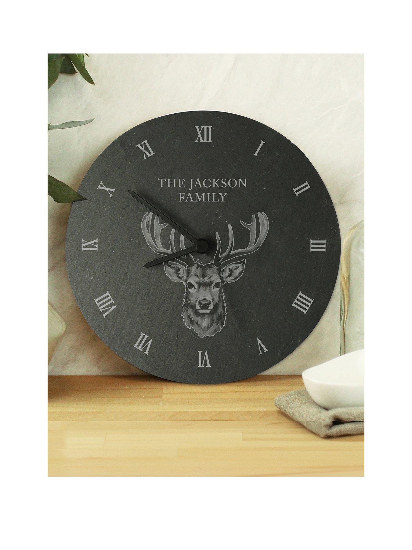 The Personalised Memento Company Personalised Stag Slate Clock | Very