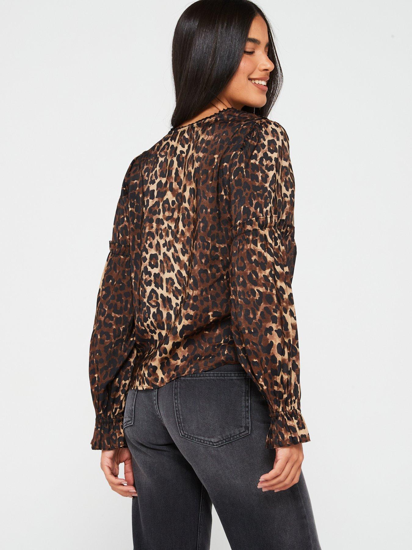 Vero Moda Leopard Print V Neck Top - Multi | Very