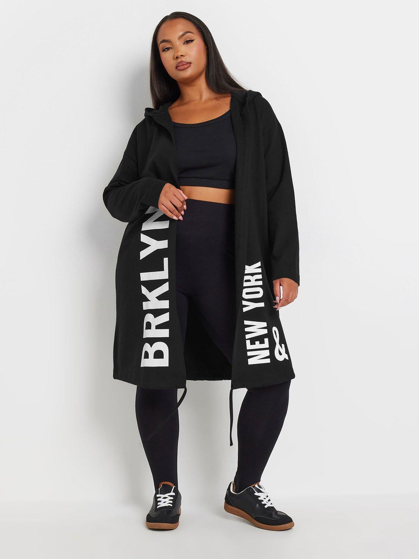 Yours Curve Longline Logo Hoodie - Black | Very