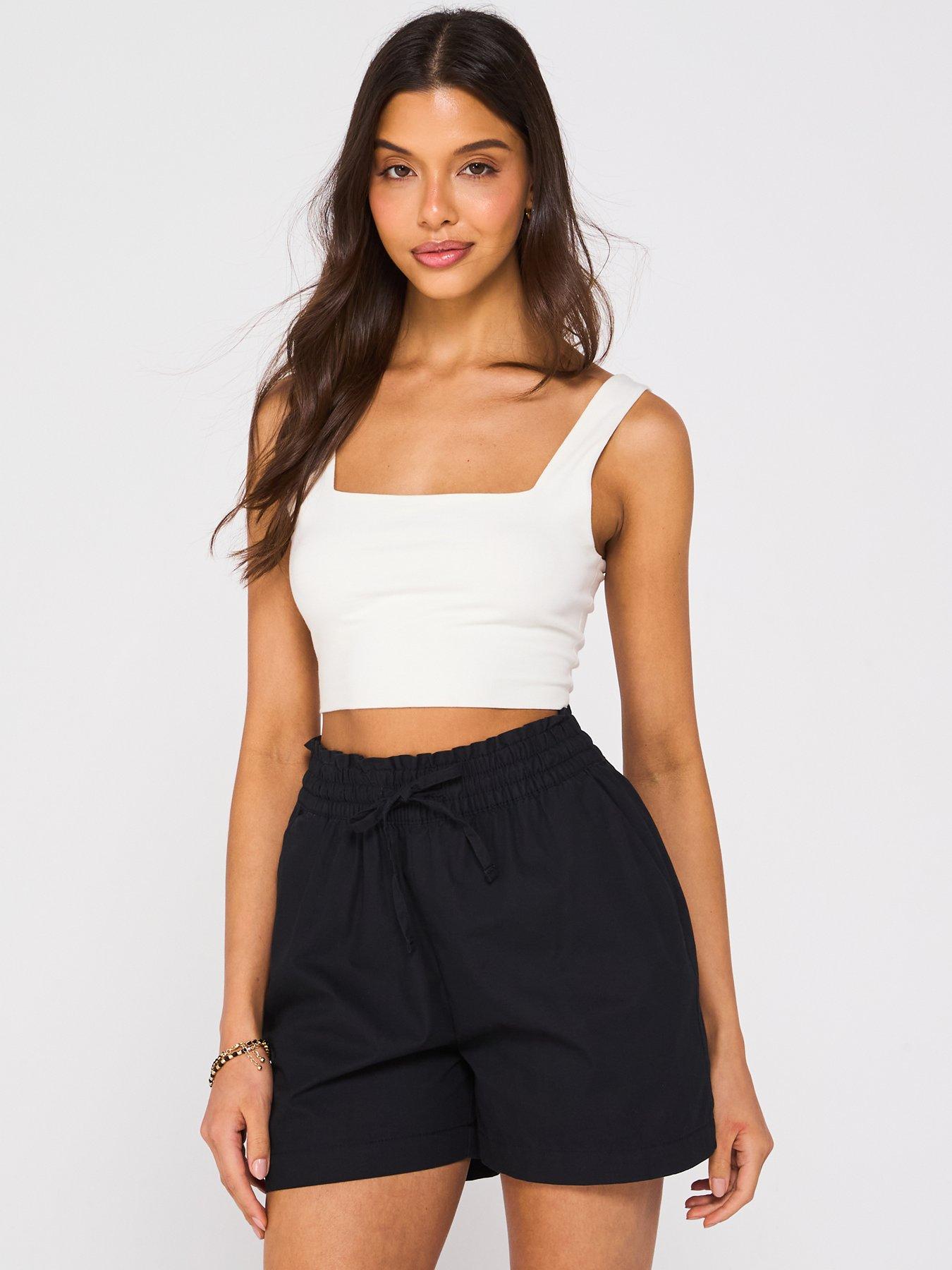 V by Very Turn Up Hem Cotton Shorts - Black | Very