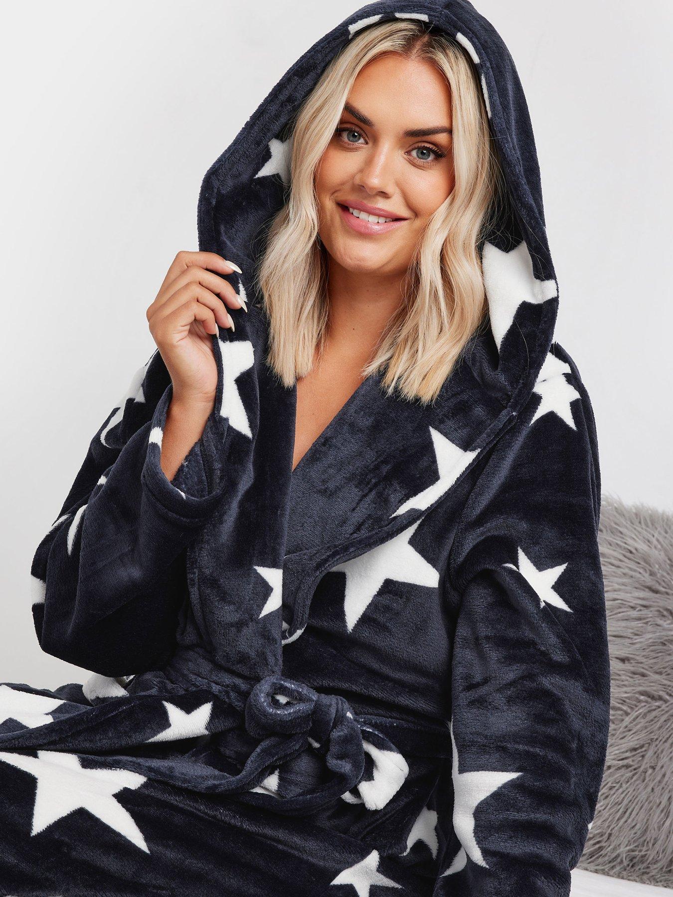 Yours Curve Hooded Maxi Robe - Blue | Very