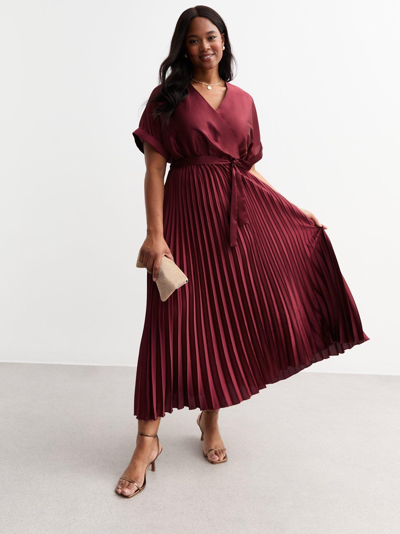 New Look Curve Crossover Satin Midi Dress - Red | Very