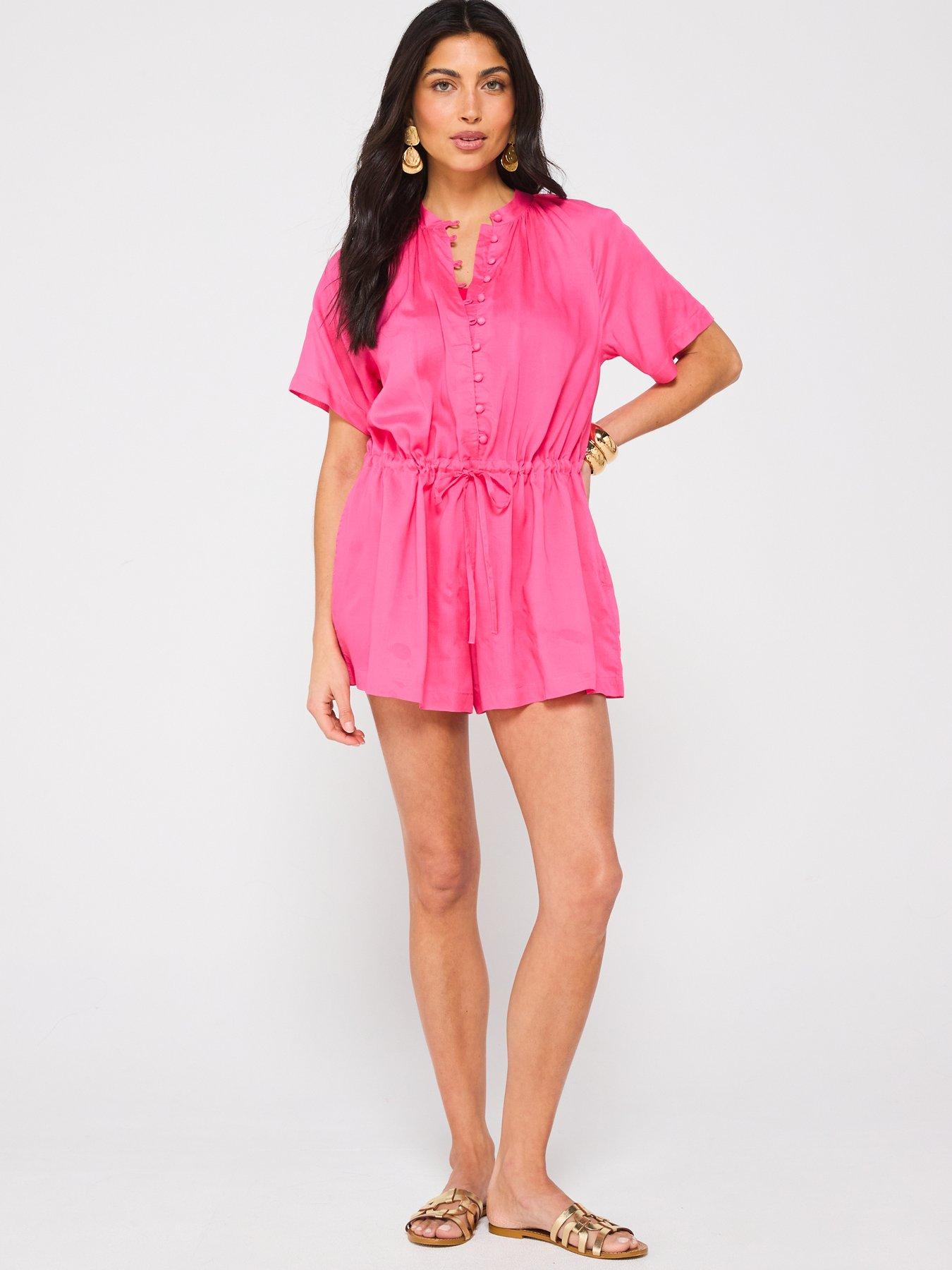 V by Very Button Front Floaty Beach Playsuit | Very
