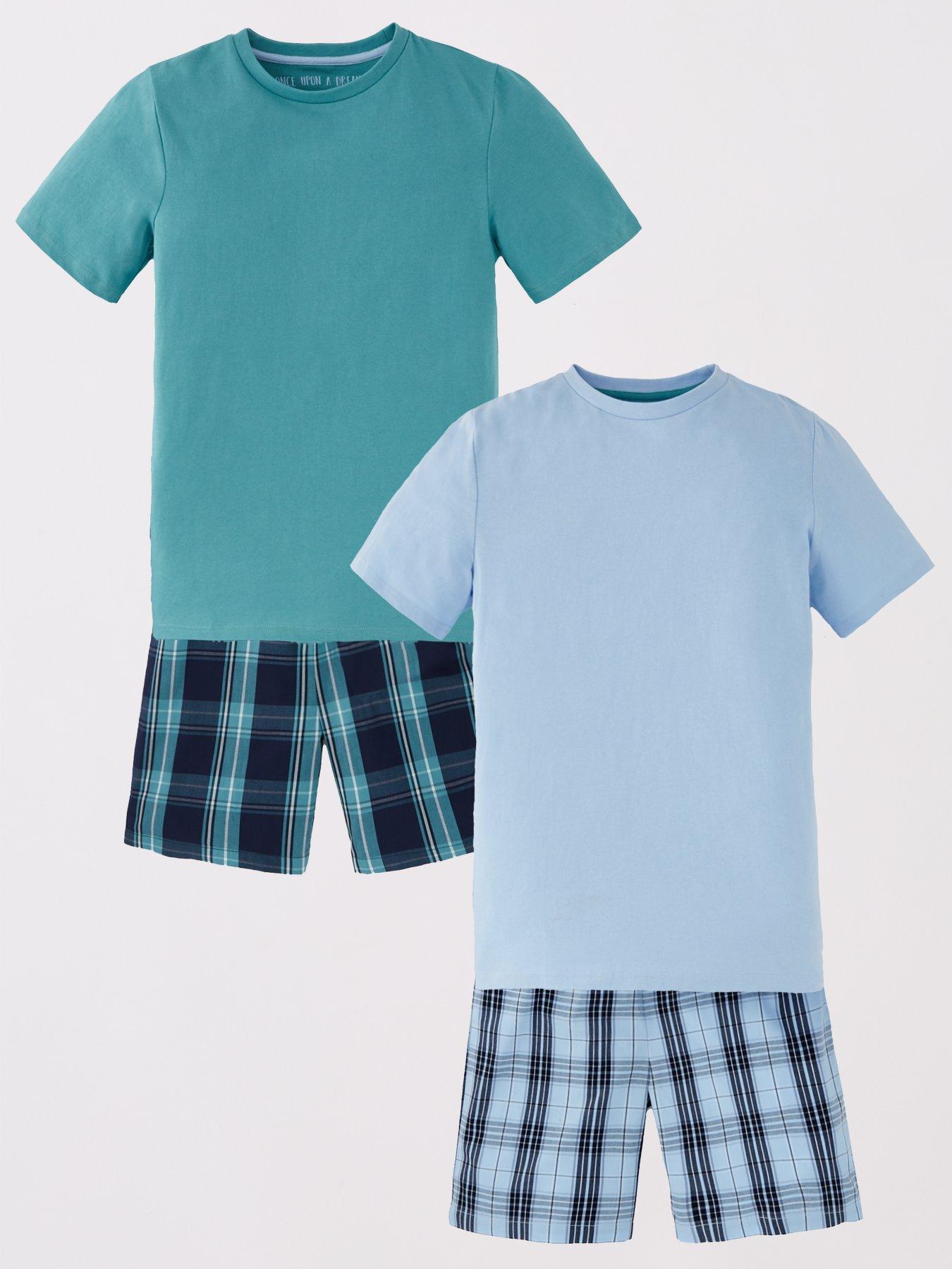 V by Very Boys 2 Pack Jersey Check Pyjamas - Multi | Very