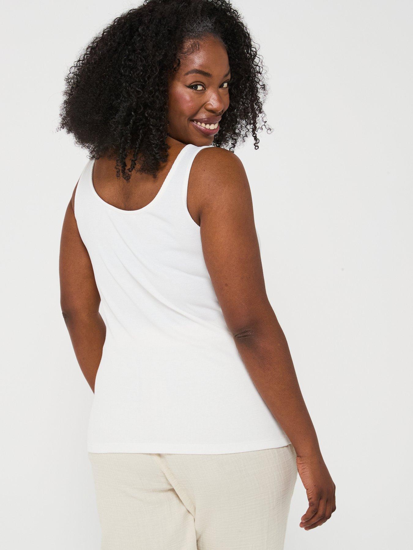 V by Very Curve Trim Detail Longline Vest - White | Very