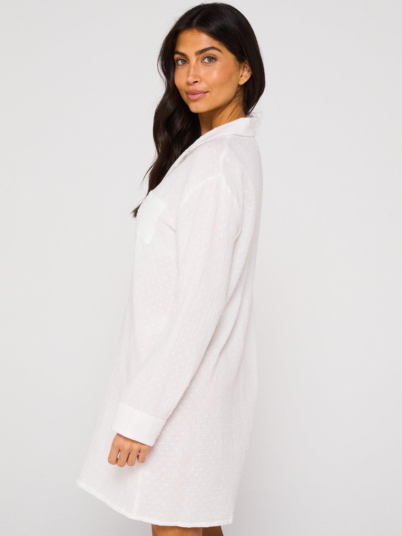 V by Very Dobby Mesh Night Dress - White | Very