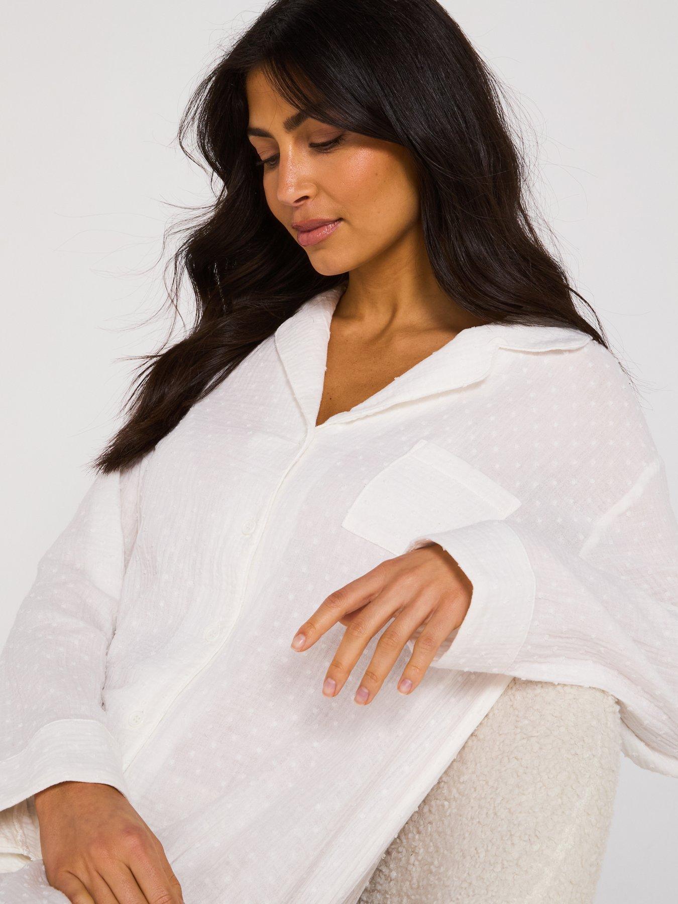 V by Very Dobby Mesh Night Dress - White | Very