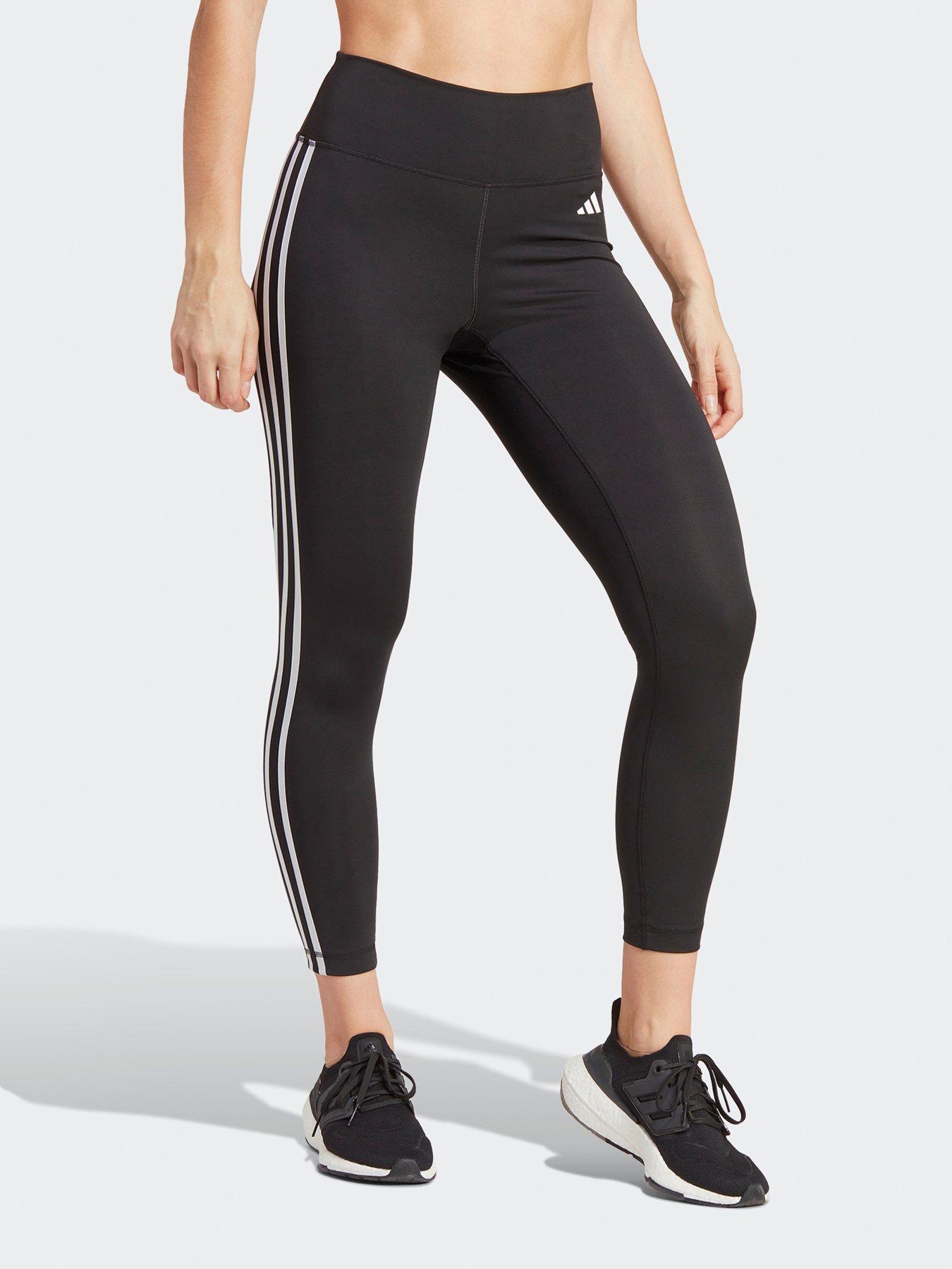 adidas Train Essentials 3-Stripes High-Waisted 7/8 Leggings - Black | Very