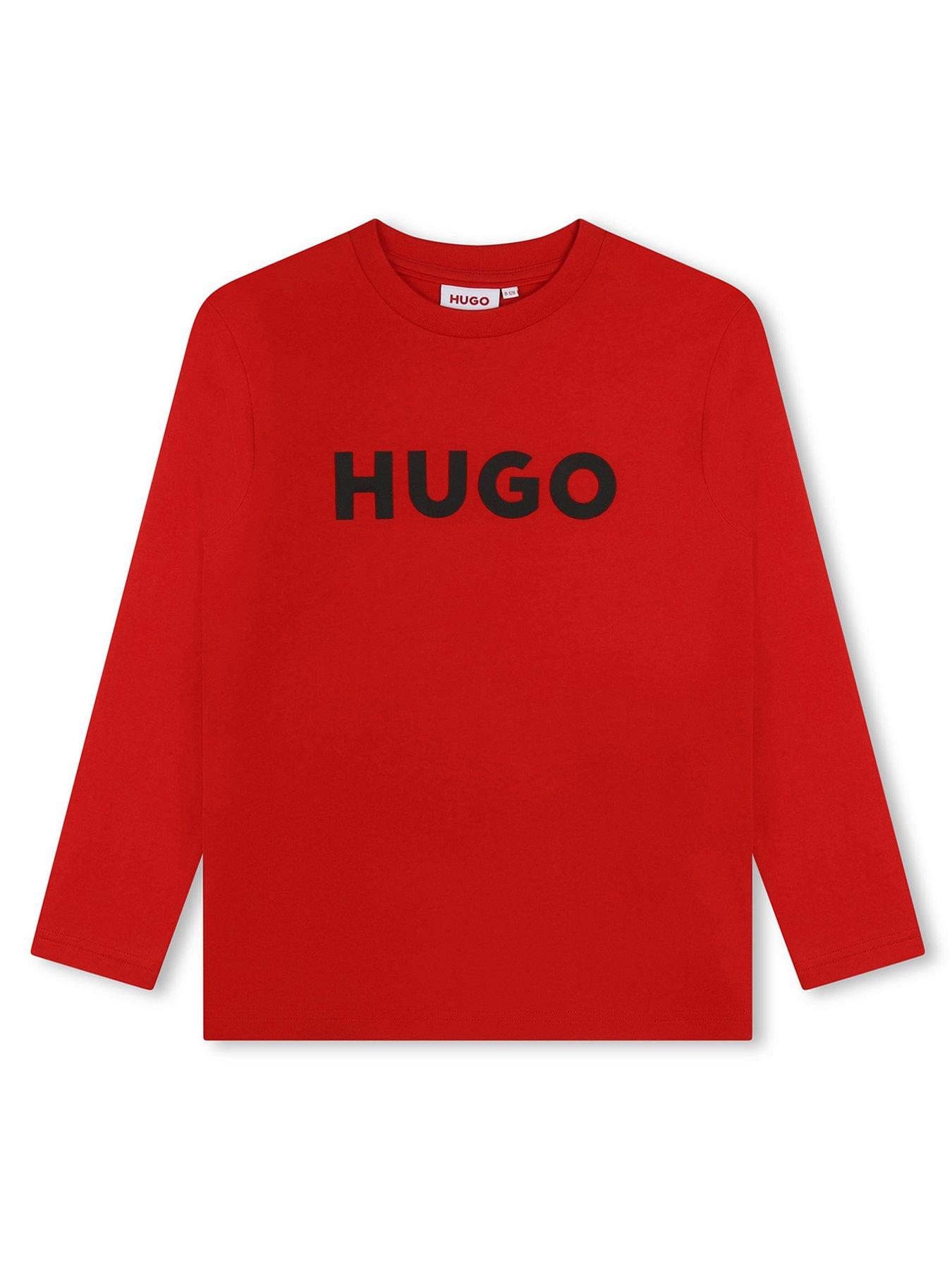 HUGO Boys Long Sleeve T-shirt - Red | Very.co.uk