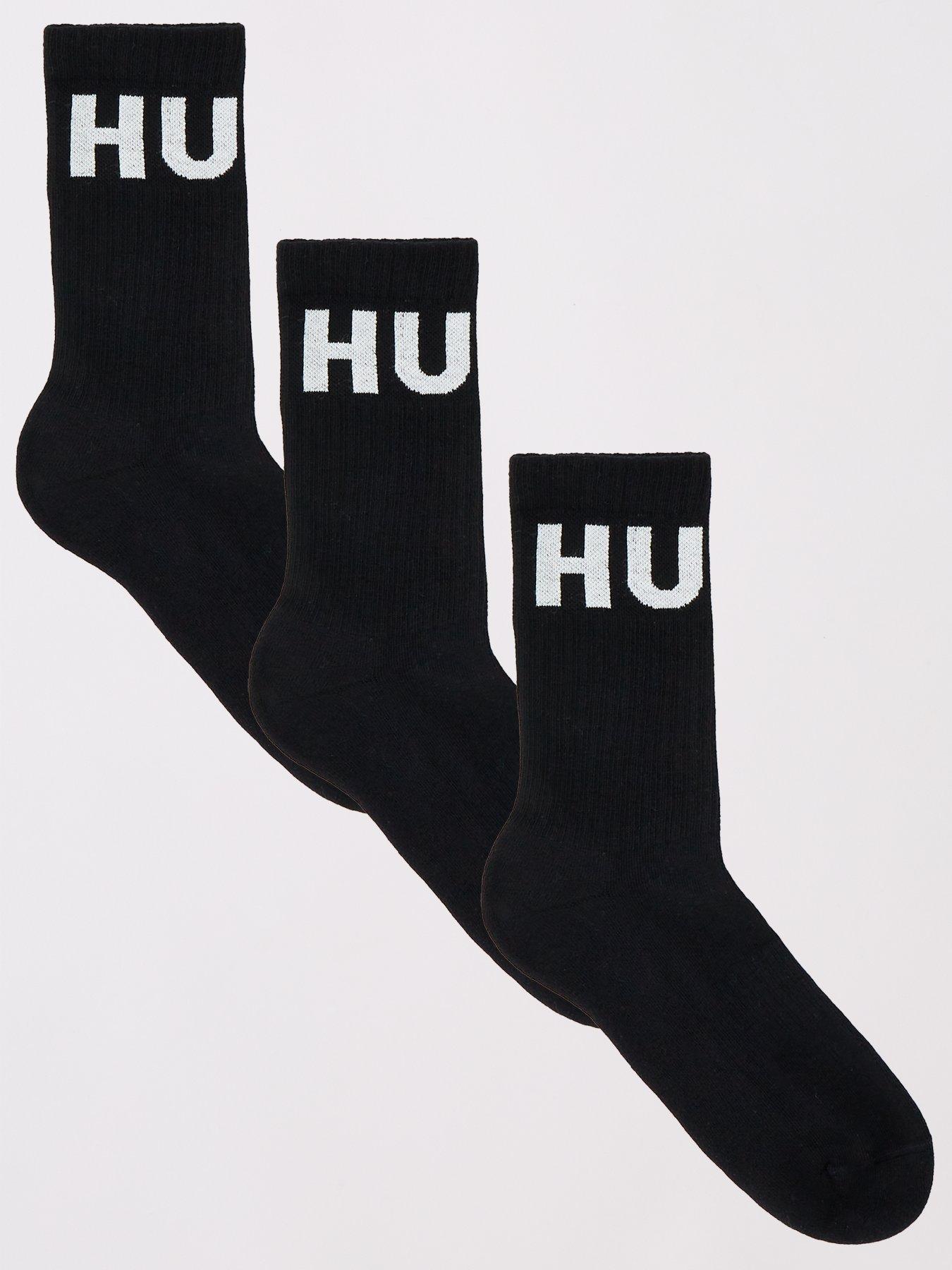 HUGO 3 Pack Qs Iconic Logo Crew Socks - Black | Very
