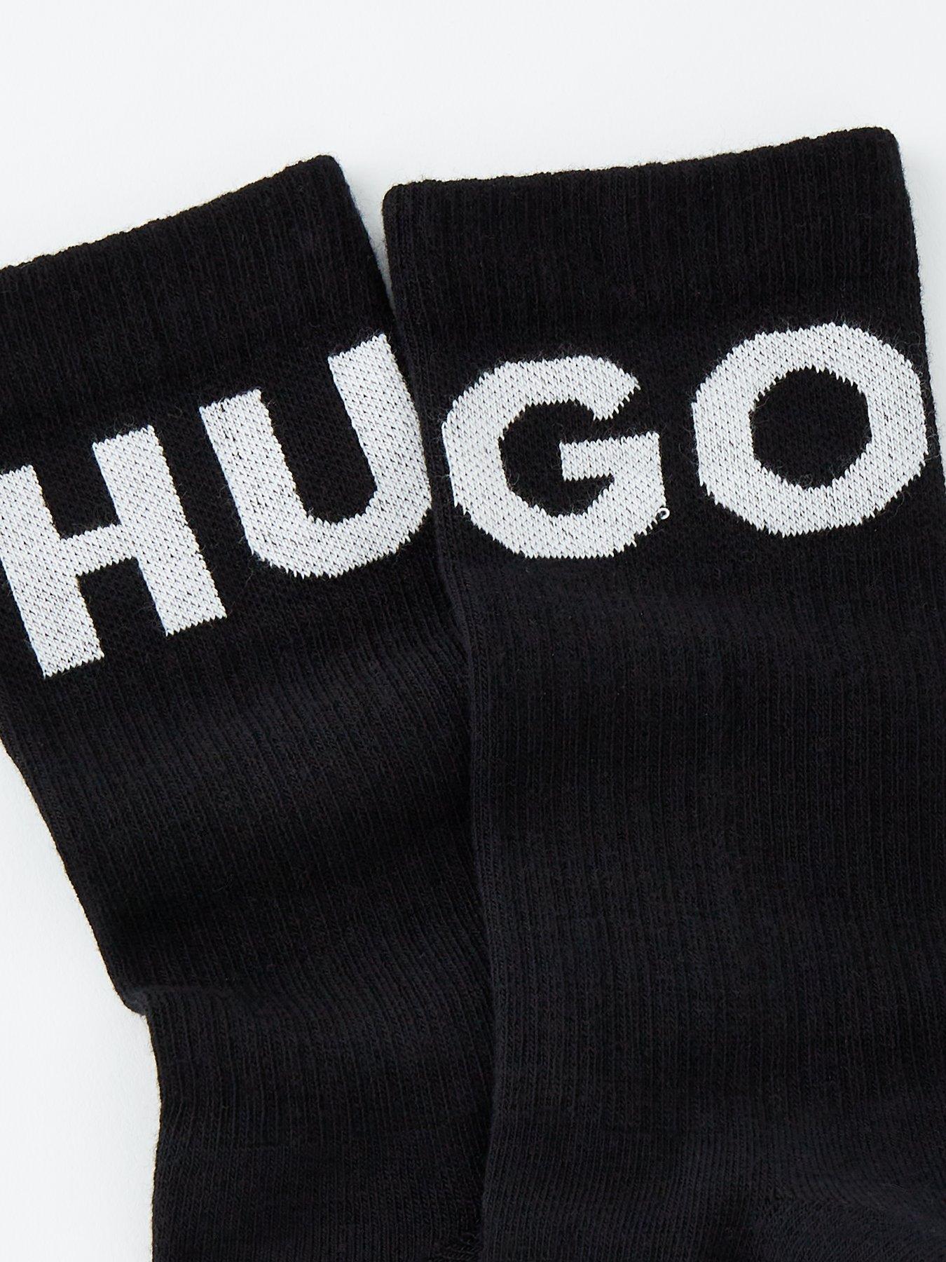 HUGO 3 Pack Qs Iconic Logo Crew Socks - Black | Very
