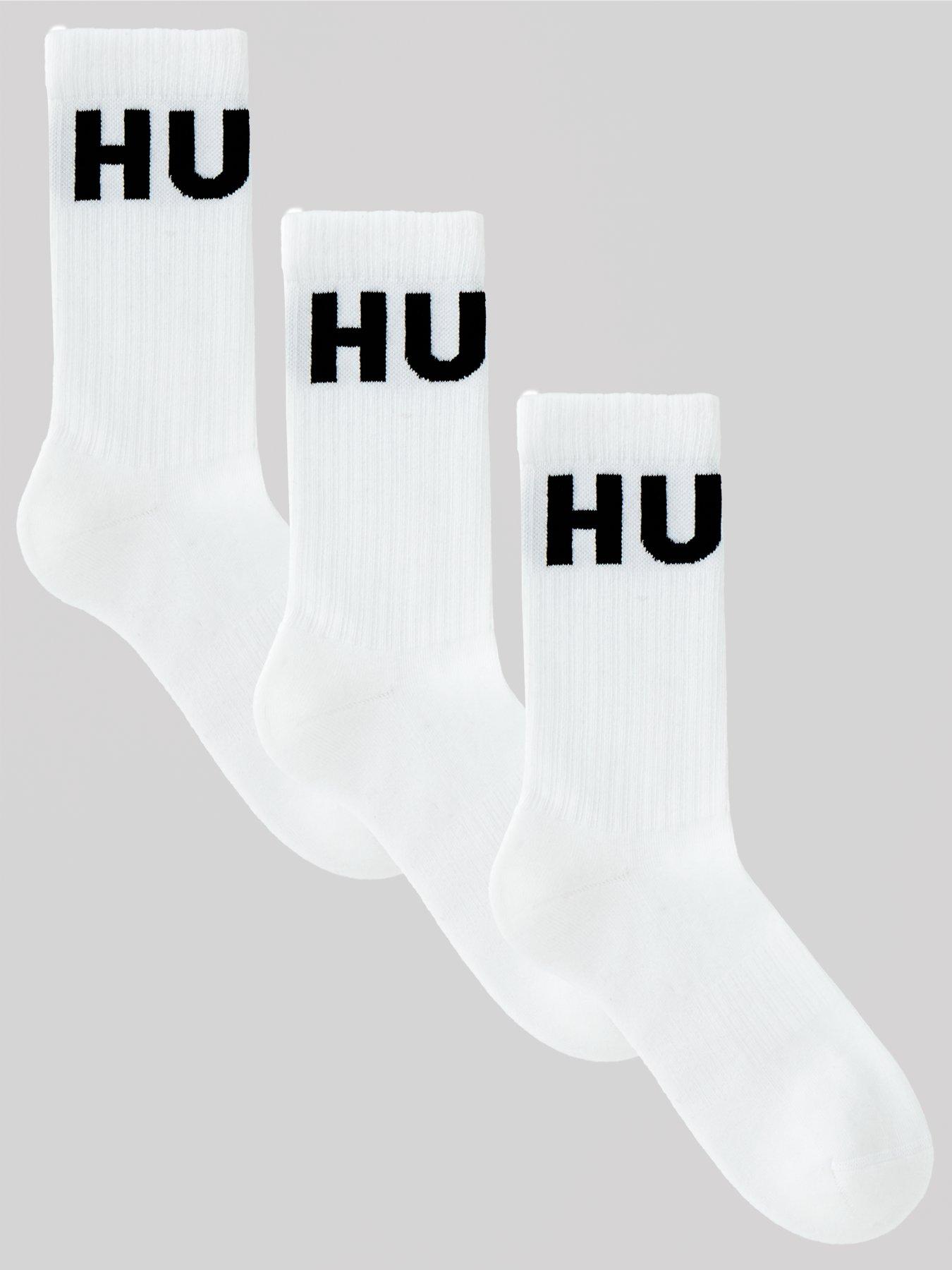 HUGO 3 Pack Qs Iconic Logo Crew Socks - White | Very