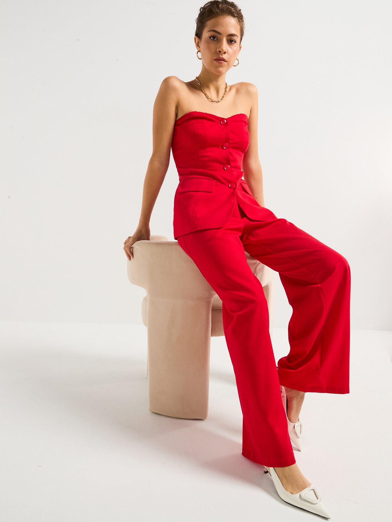 PIECES Tailored Strapless Top - Red | Very