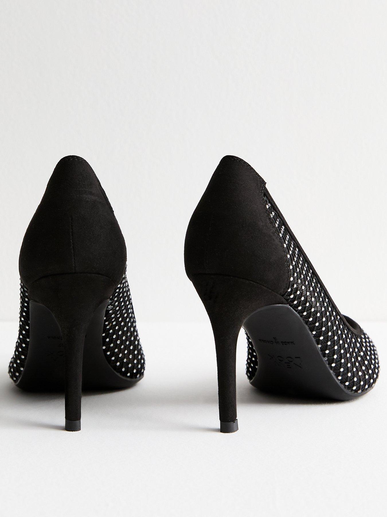 New Look Wide Fit Mesh Embellished Court Shoes - Black | Very
