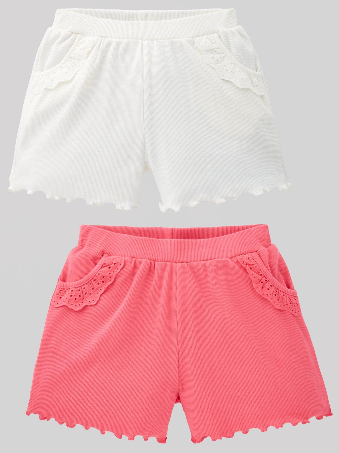 Mini V by Very Girls 2 Pack Broderie Trim Shorts - Multi | Very