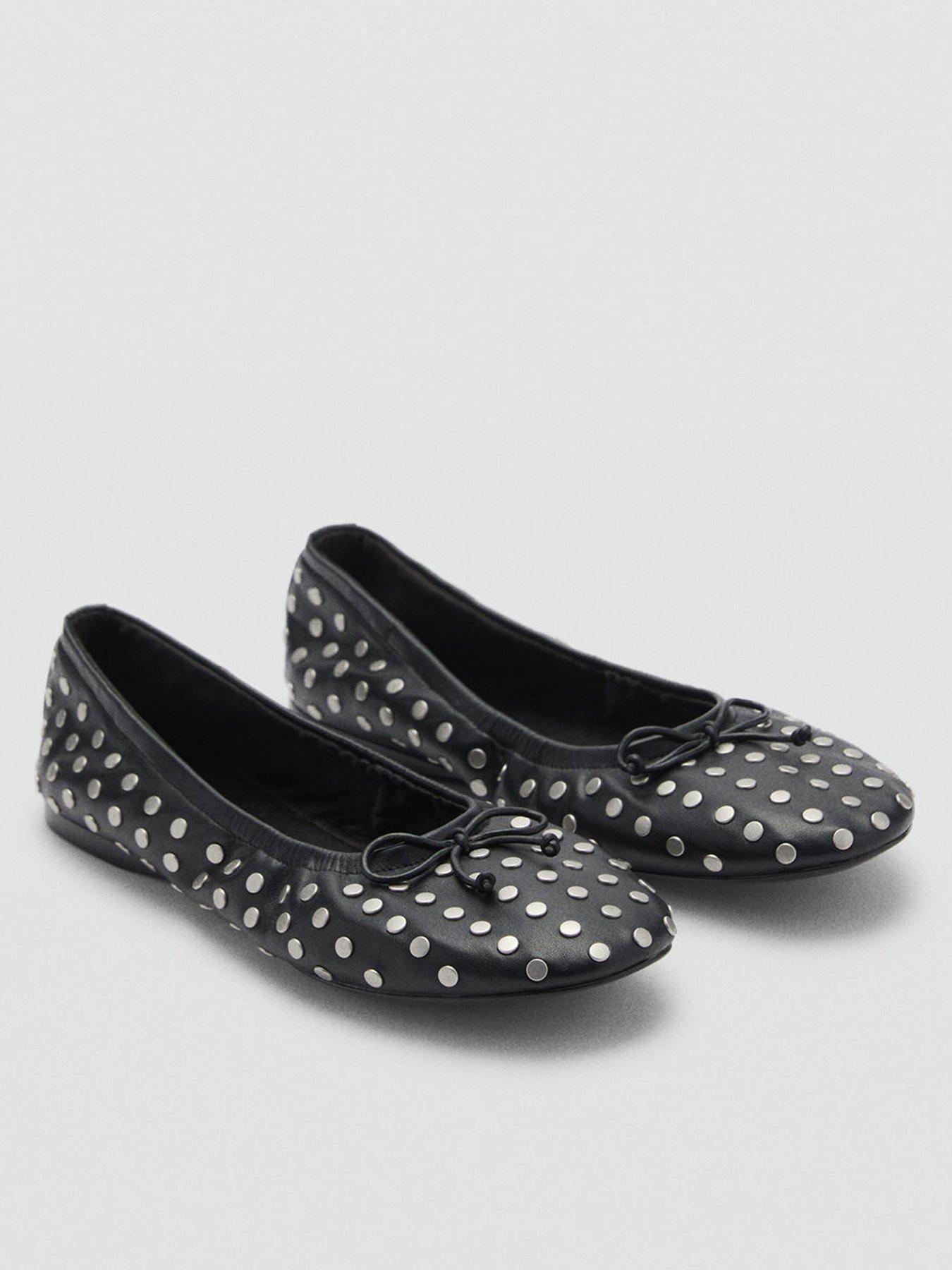 Mango Ballerina Shoes With Studded Bow - Black | Very