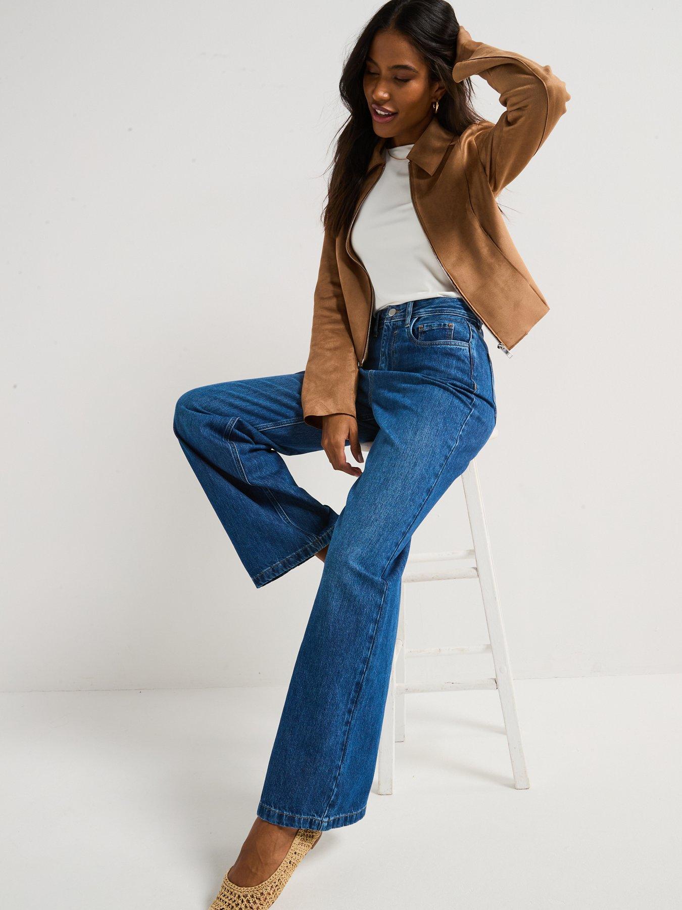 V by Very High Rise Slouchy Wide Leg Jeans - Dark Wash | Very