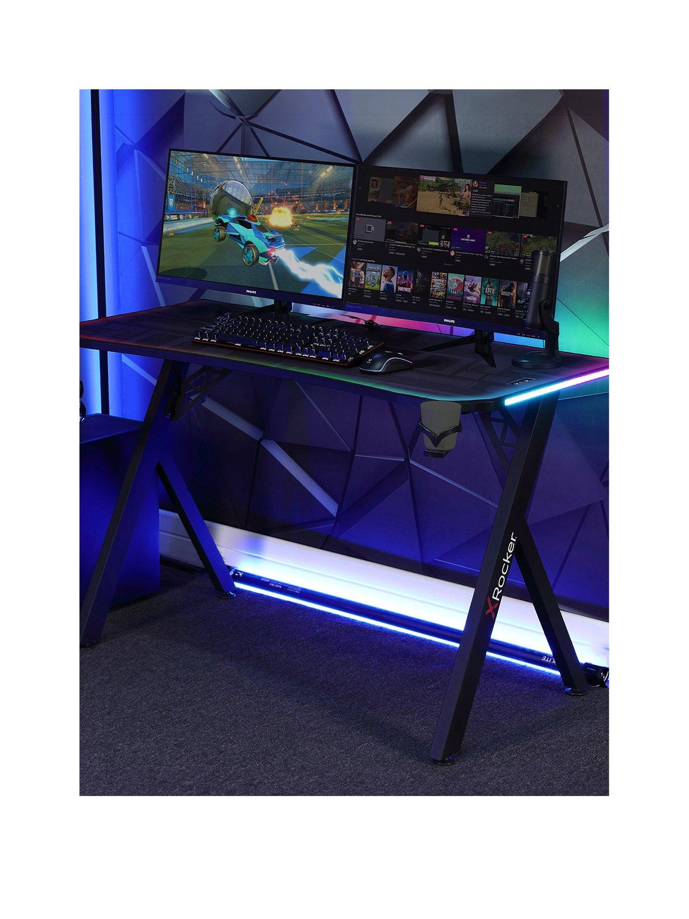 X Rocker Lumio XL Gaming Desk with 3 Sided app-controlled LED Lighting ...