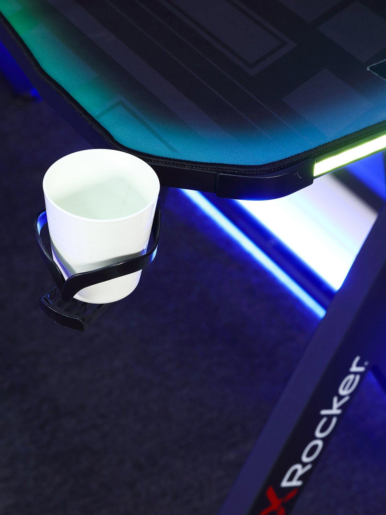 X Rocker Lumio XL Gaming Desk with 3 Sided app-controlled LED Lighting ...
