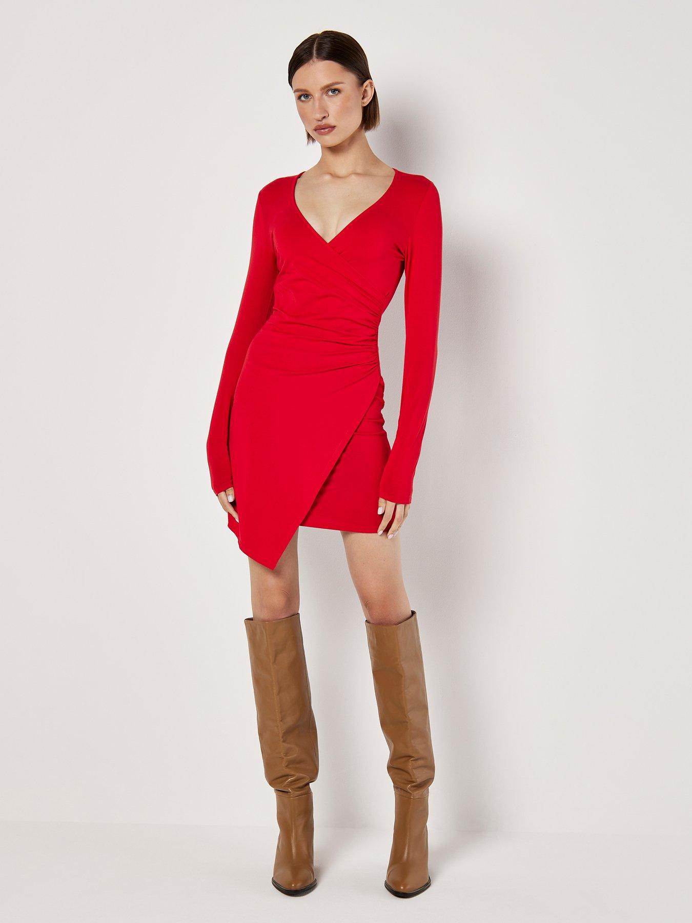 Apricot Jersey Side Ruched Wrap Dress | Very