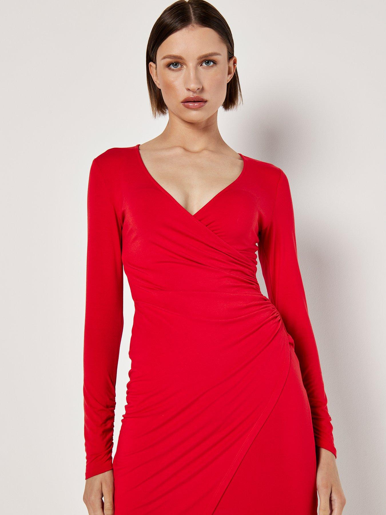 Apricot Jersey Side Ruched Wrap Dress | Very