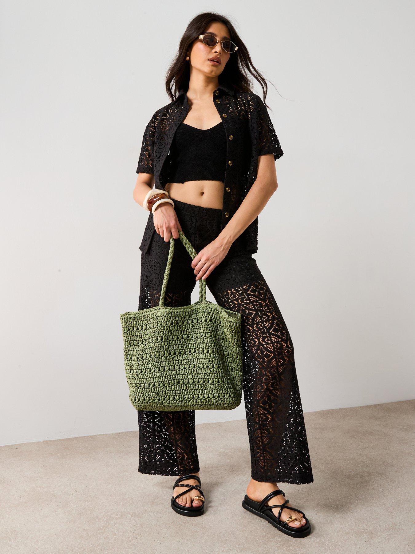 V by Very Crochet Co-ord Shirt - Black | Very