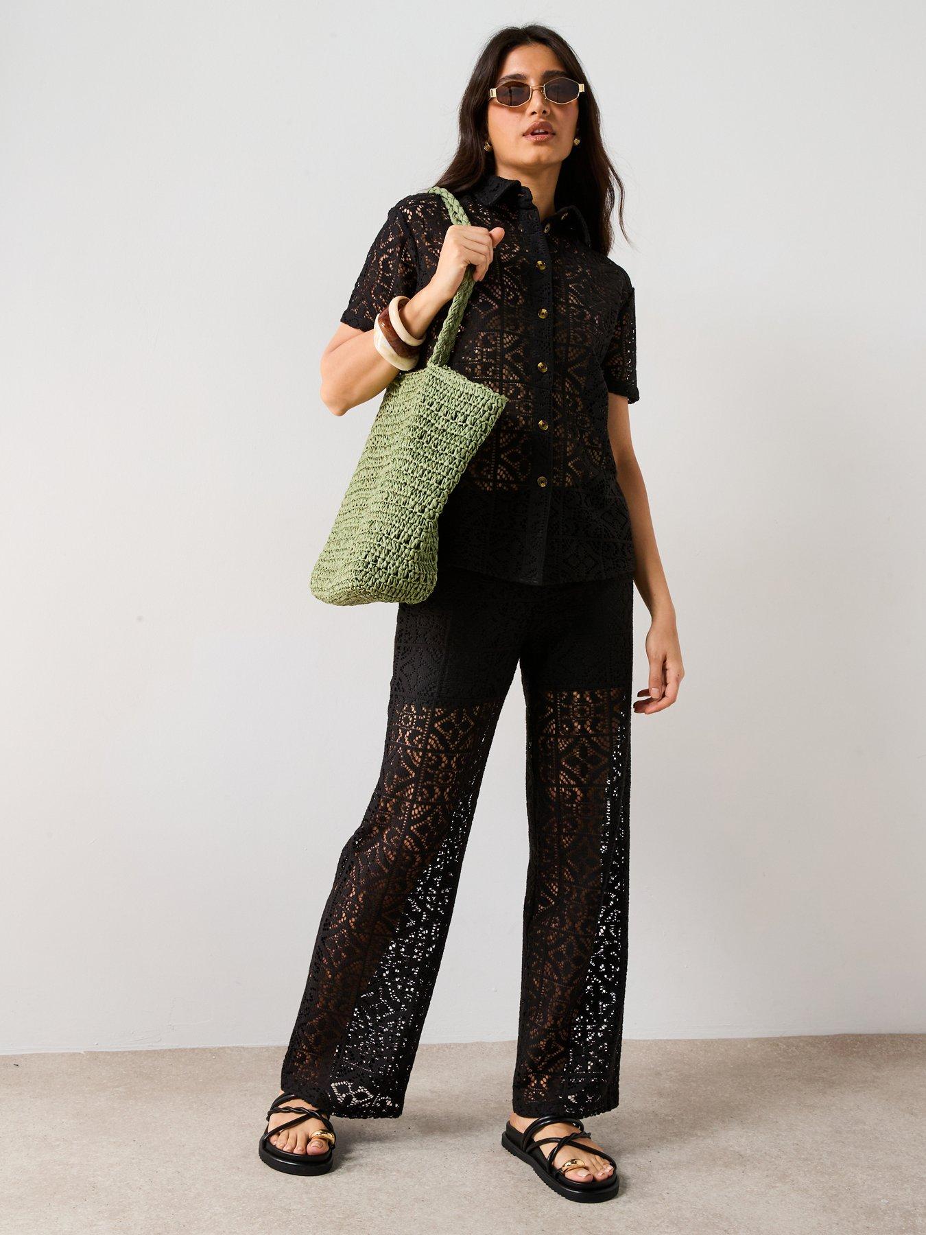 V by Very Crochet Co-ord Bottom - Black | Very
