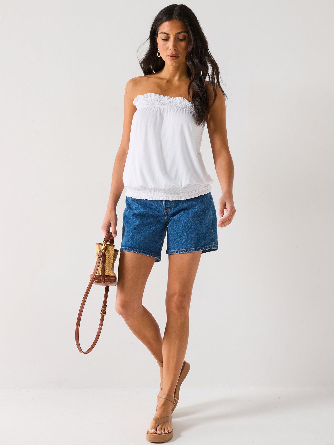 Everyday Bubble Hem Bandeau Top - White | Very