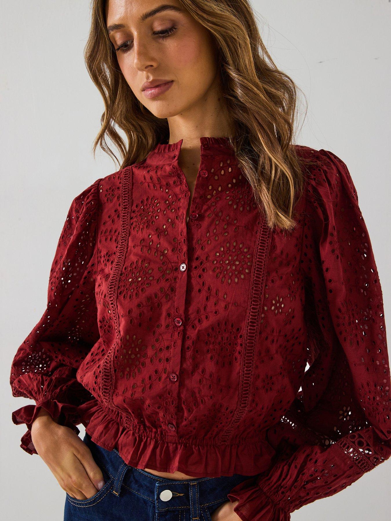 V by Very Embroidered Slim Fit Shirt - Rust | Very