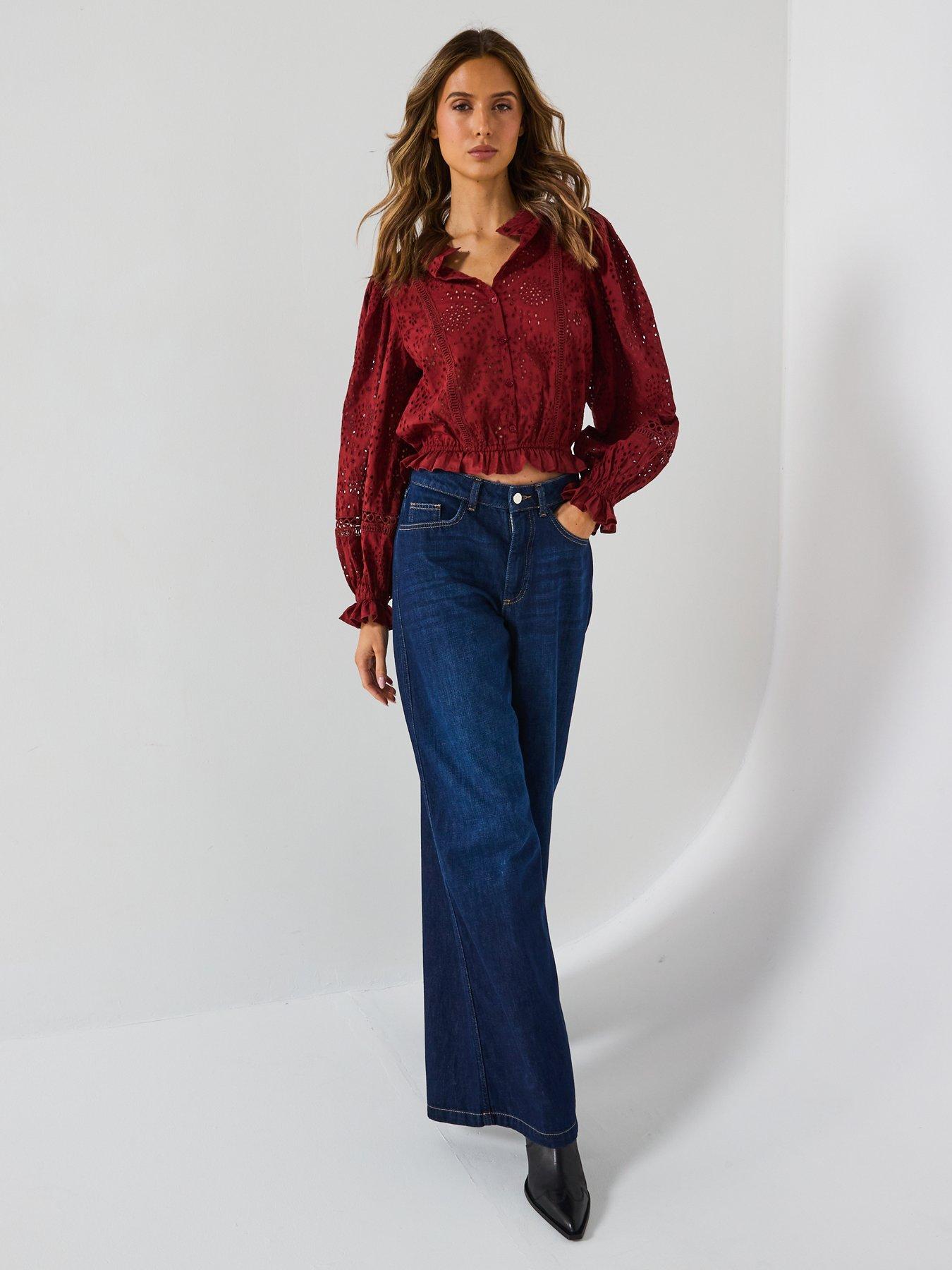 V by Very Embroidered Slim Fit Shirt - Rust | Very