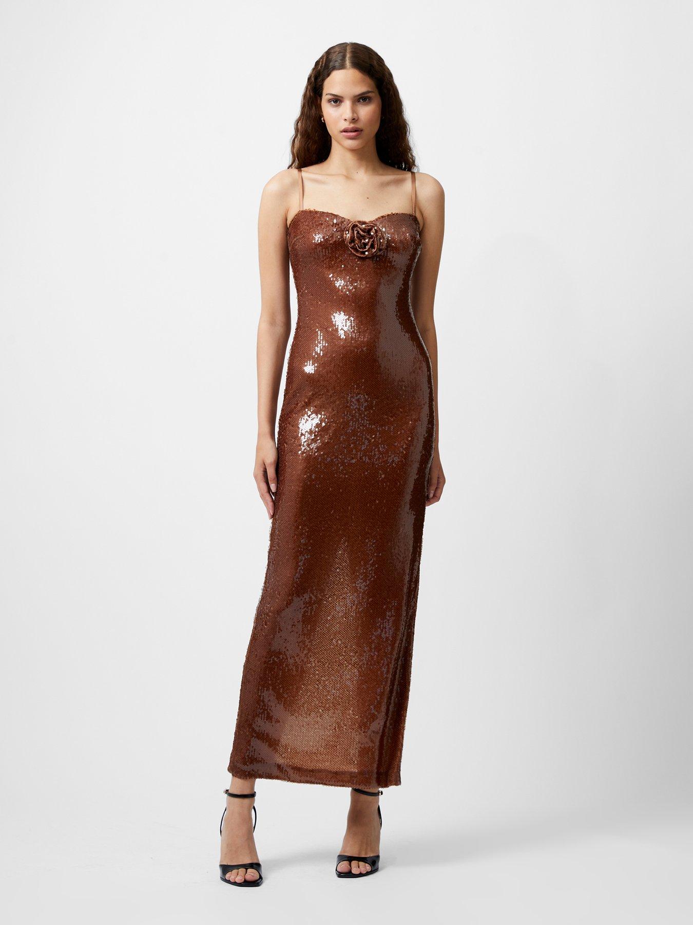 French Connection Sequin Strappy Maxi Dress With Sweetheart Neckline ...