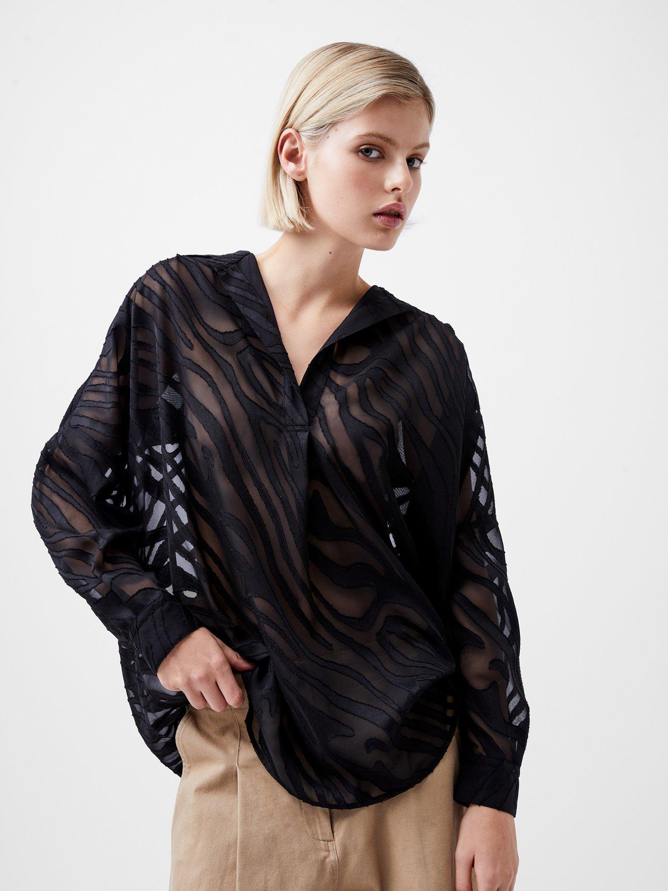 French Connection Zebra Printed Long Sleeve Shirt - Black | Very