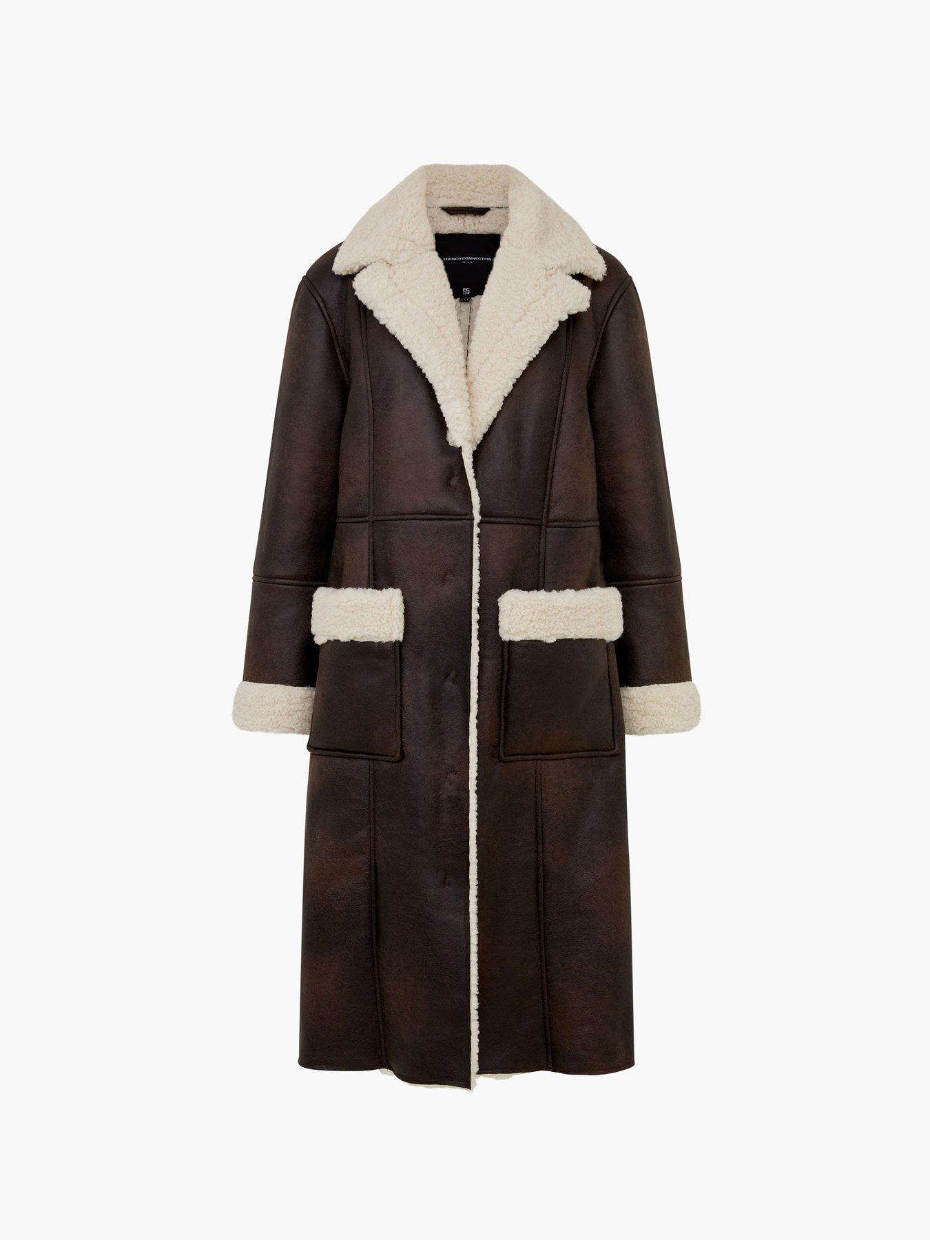 French Connection Faux Shearling Coat - Brown | Very