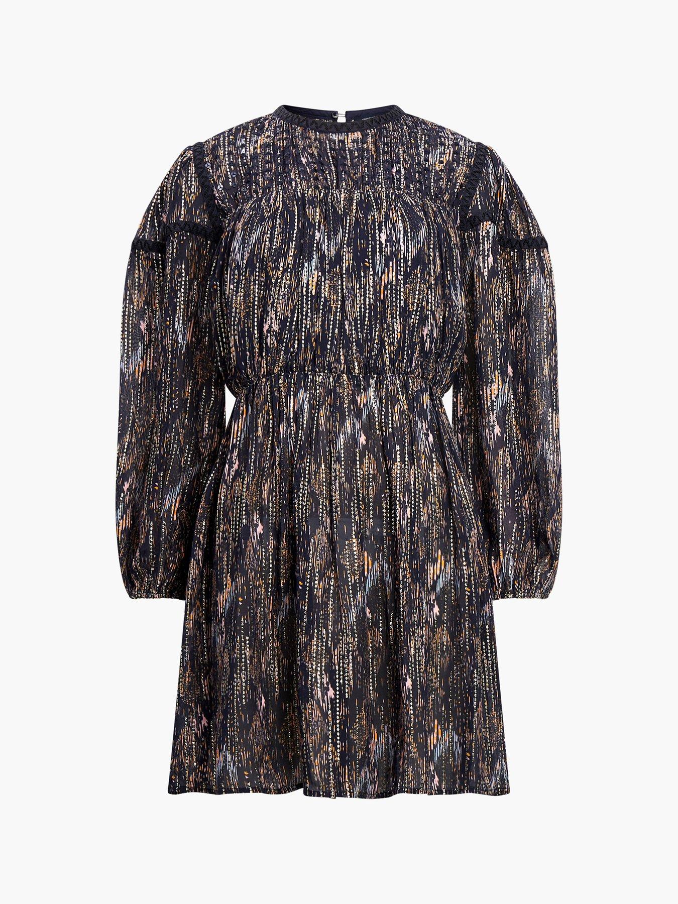 French Connection Sequin Lurex Jacquard Mini Dress - Blue | Very