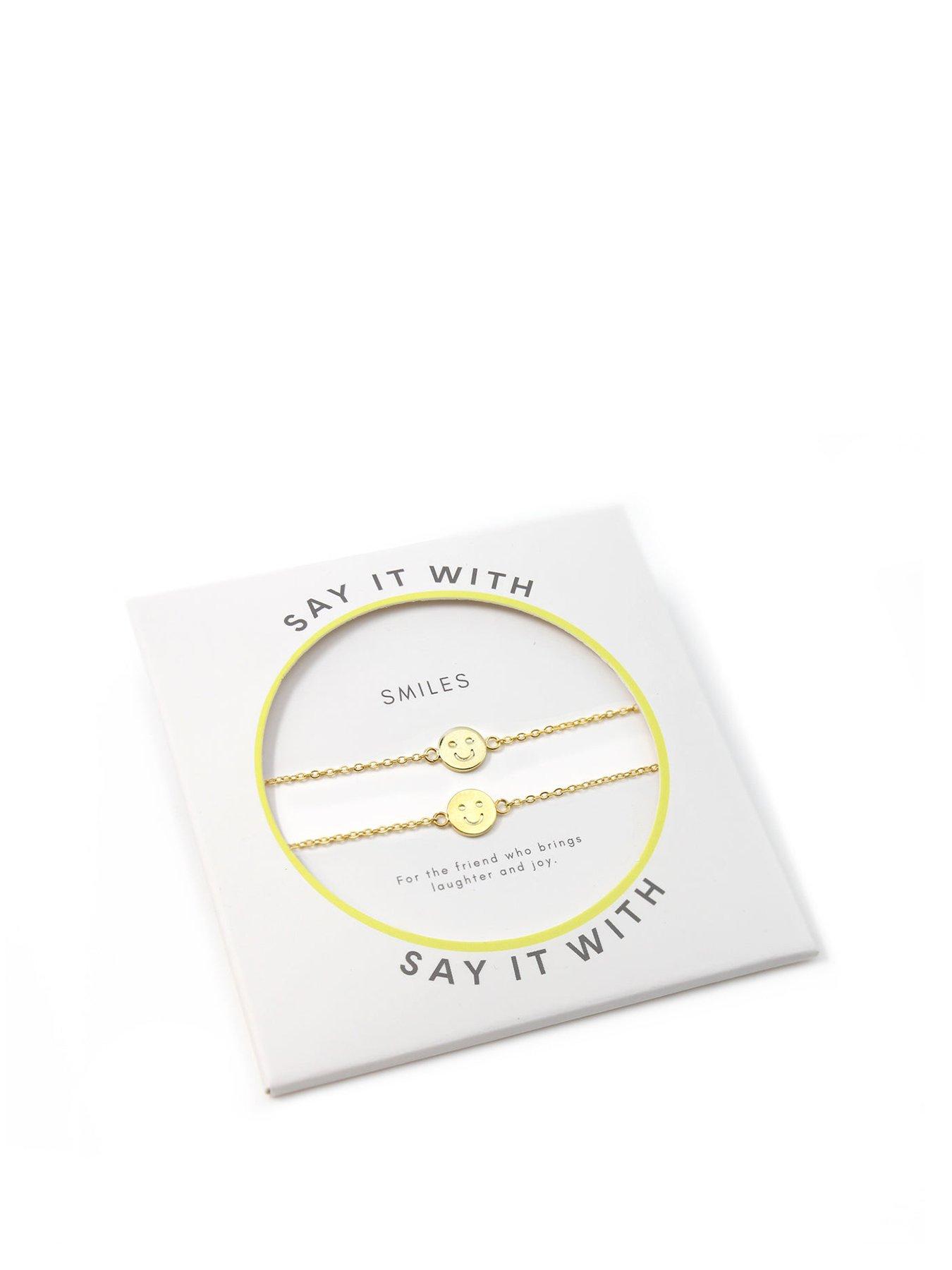 Say It With Children's Smiley Friendship Bracelets - Yellow Gold | Very