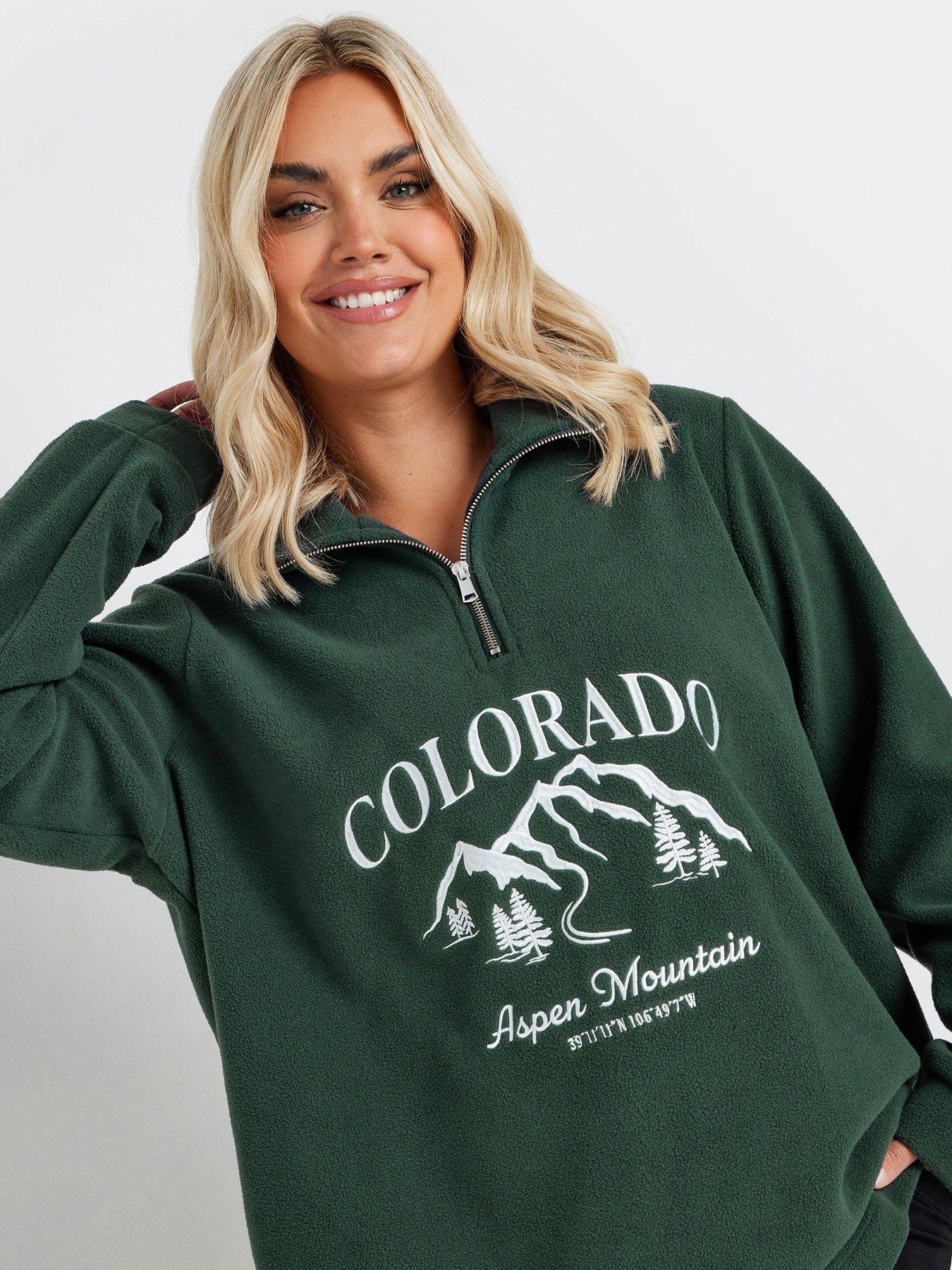 Yours Curve Half Zip Fleece Jacket - Green | Very