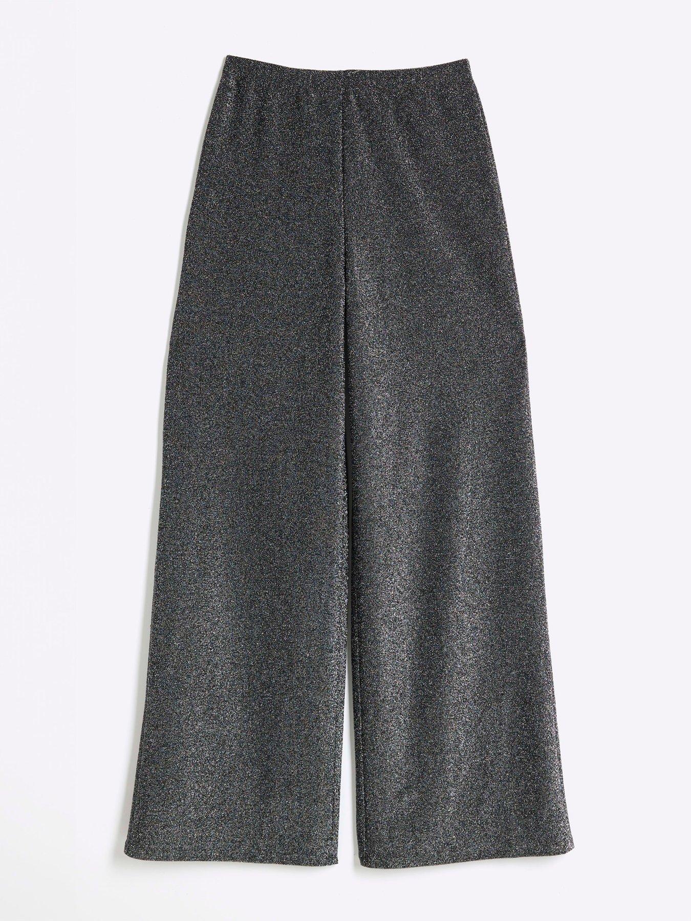River Island Metallic Wide Leg Trouser - Black | Very