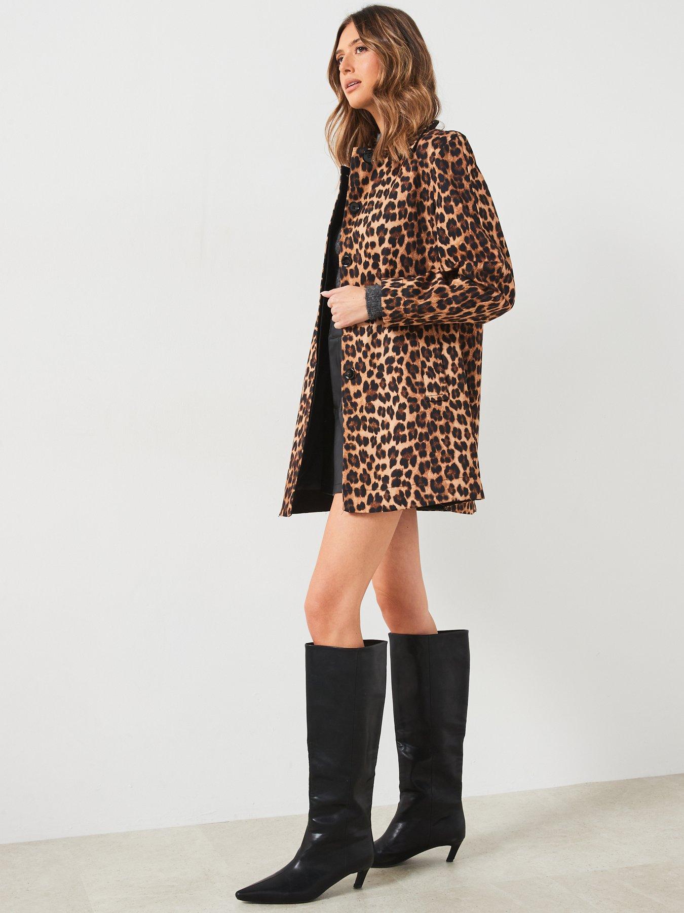 Mango Leopard Over Coat - Brown | Very