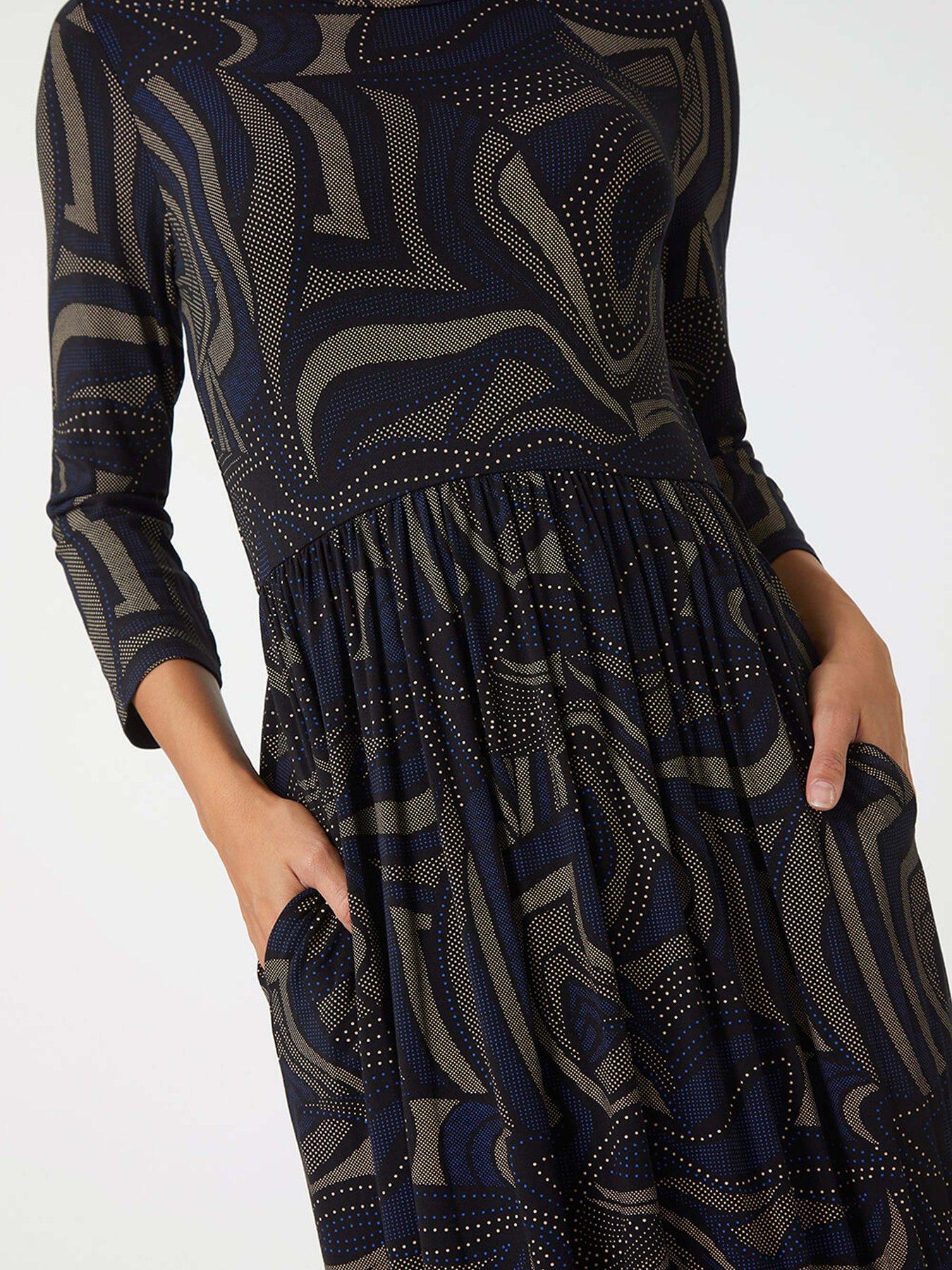 Roman Abstract Pocket Detail Midi Stretch Dress - Taupe | Very