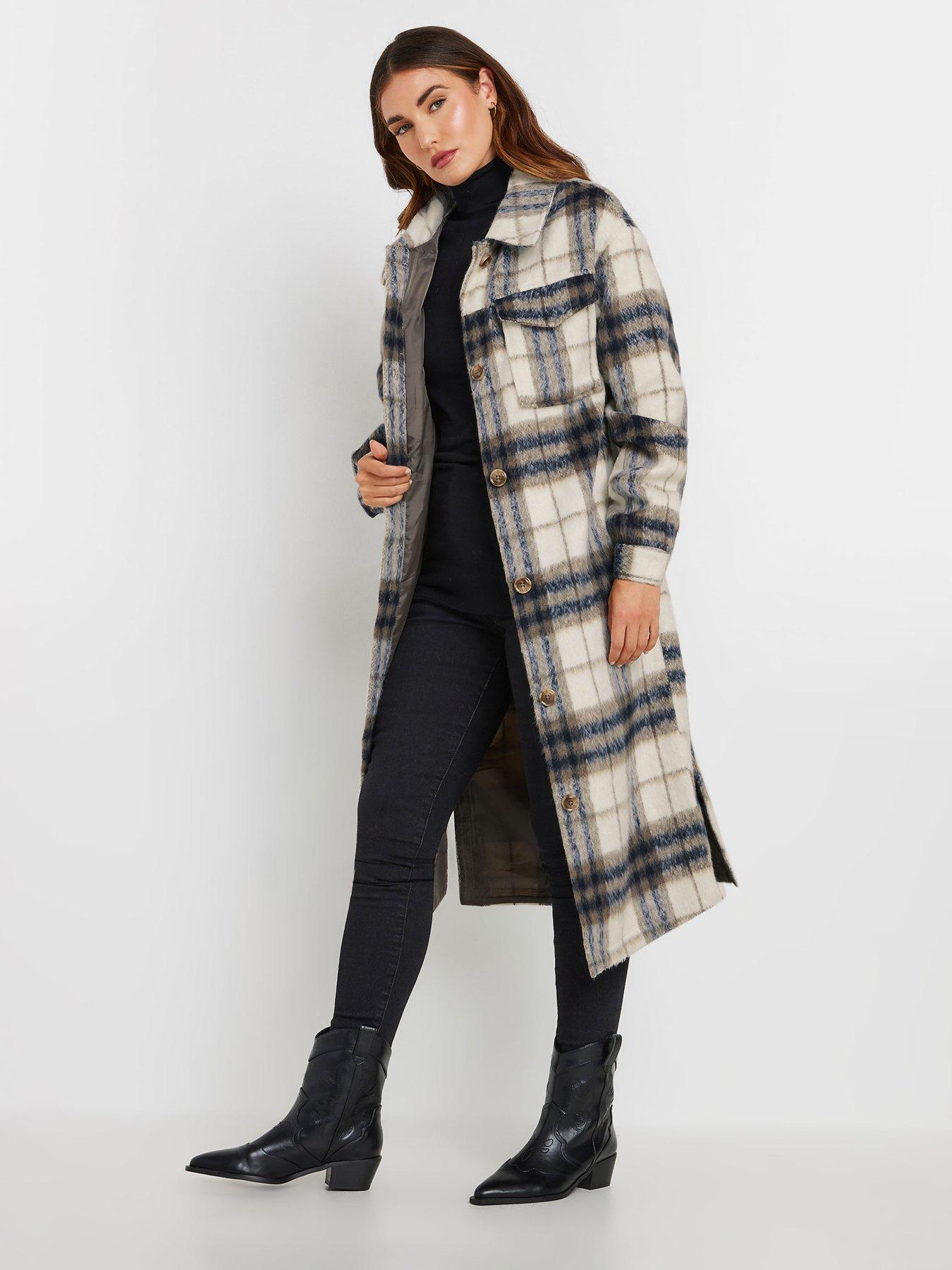 Long Tall Sally Check Longline Shacket - Blue Blurred | Very