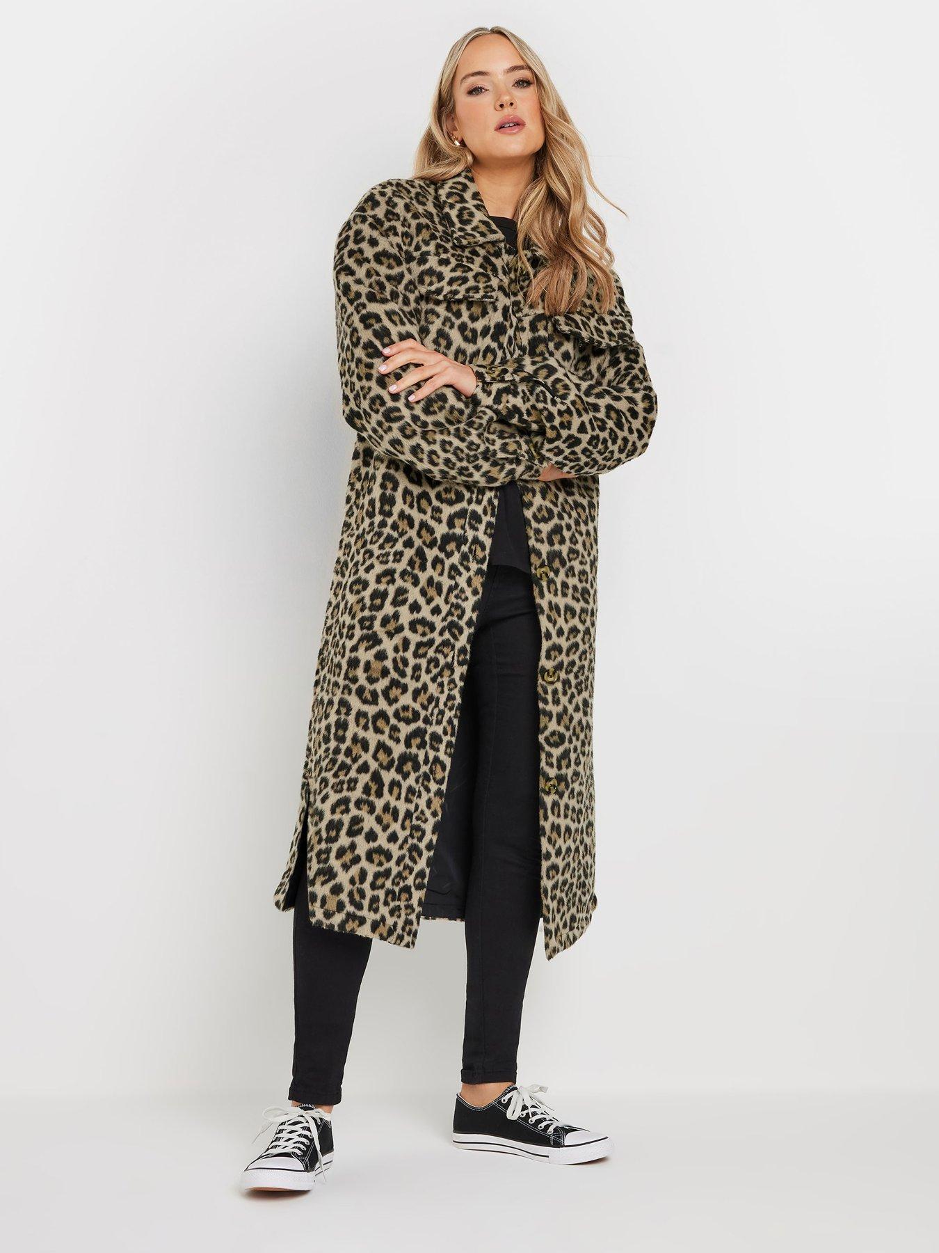 Long Tall Sally Leopard Longline Shacket - Beige/Brown | Very