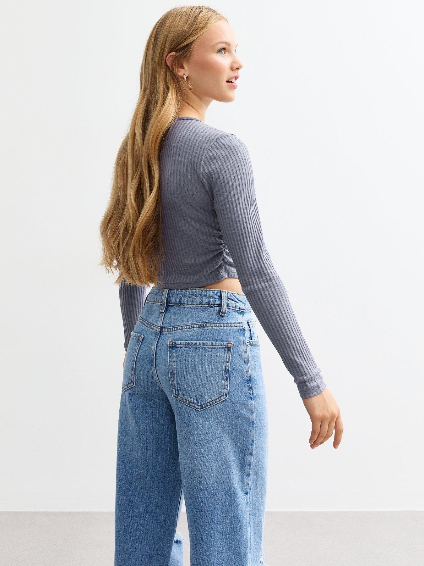New Look 915 Girls Lilac Ribbed Pointelle Top - Blue | Very