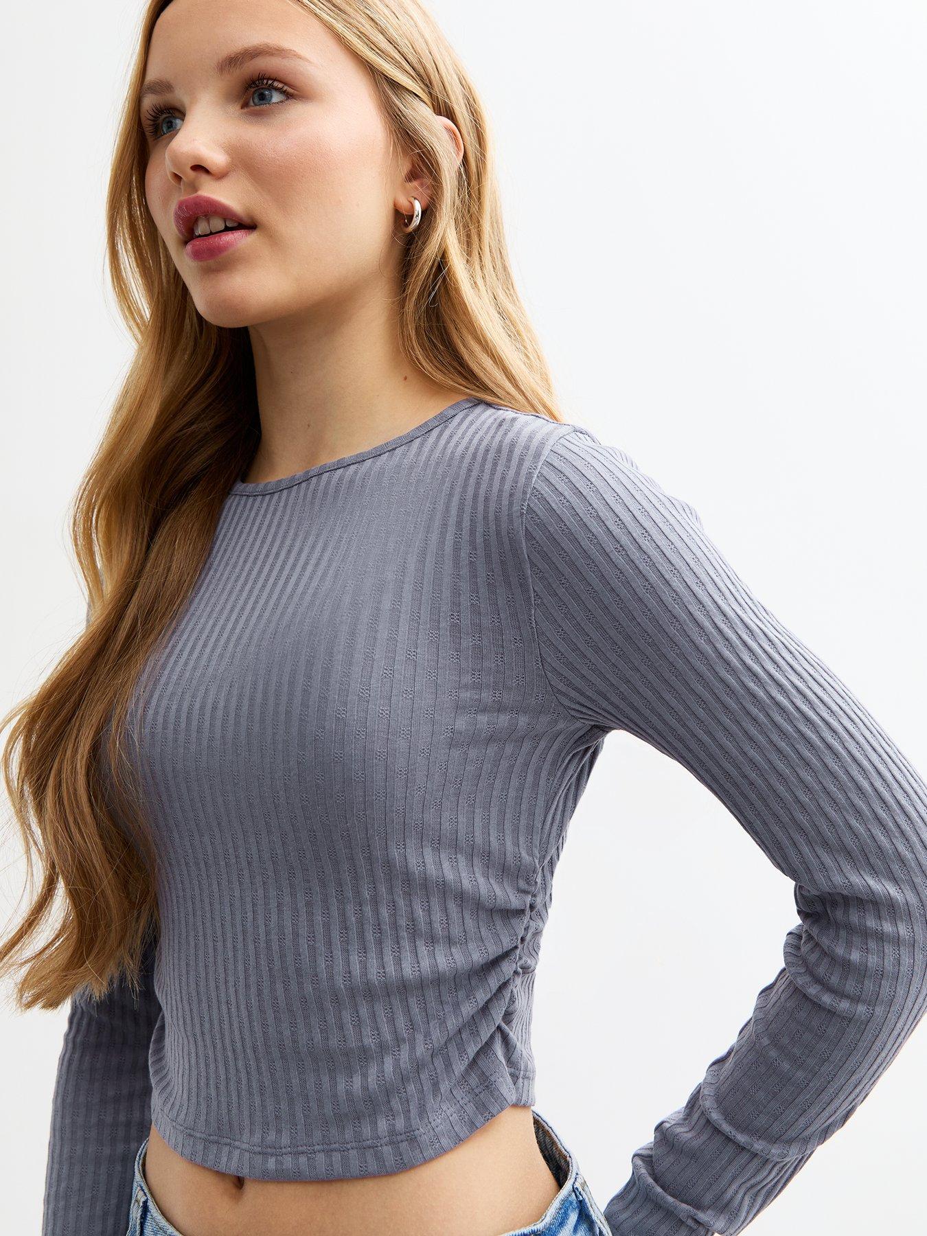 New Look 915 Girls Lilac Ribbed Pointelle Top - Blue | Very