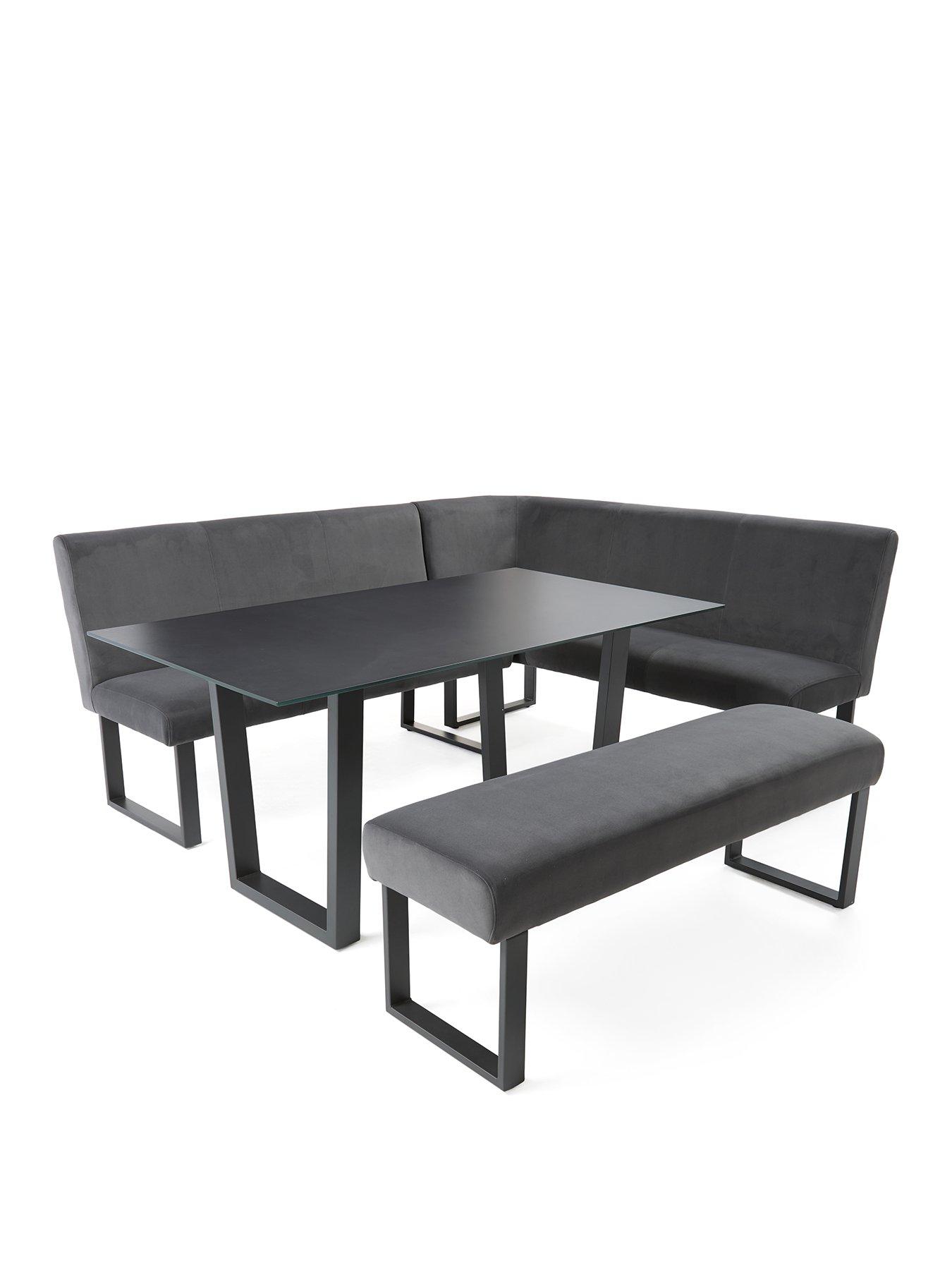 Very Home Nevada 160 cm Long Dining Table + Corner Seat and Bench ...