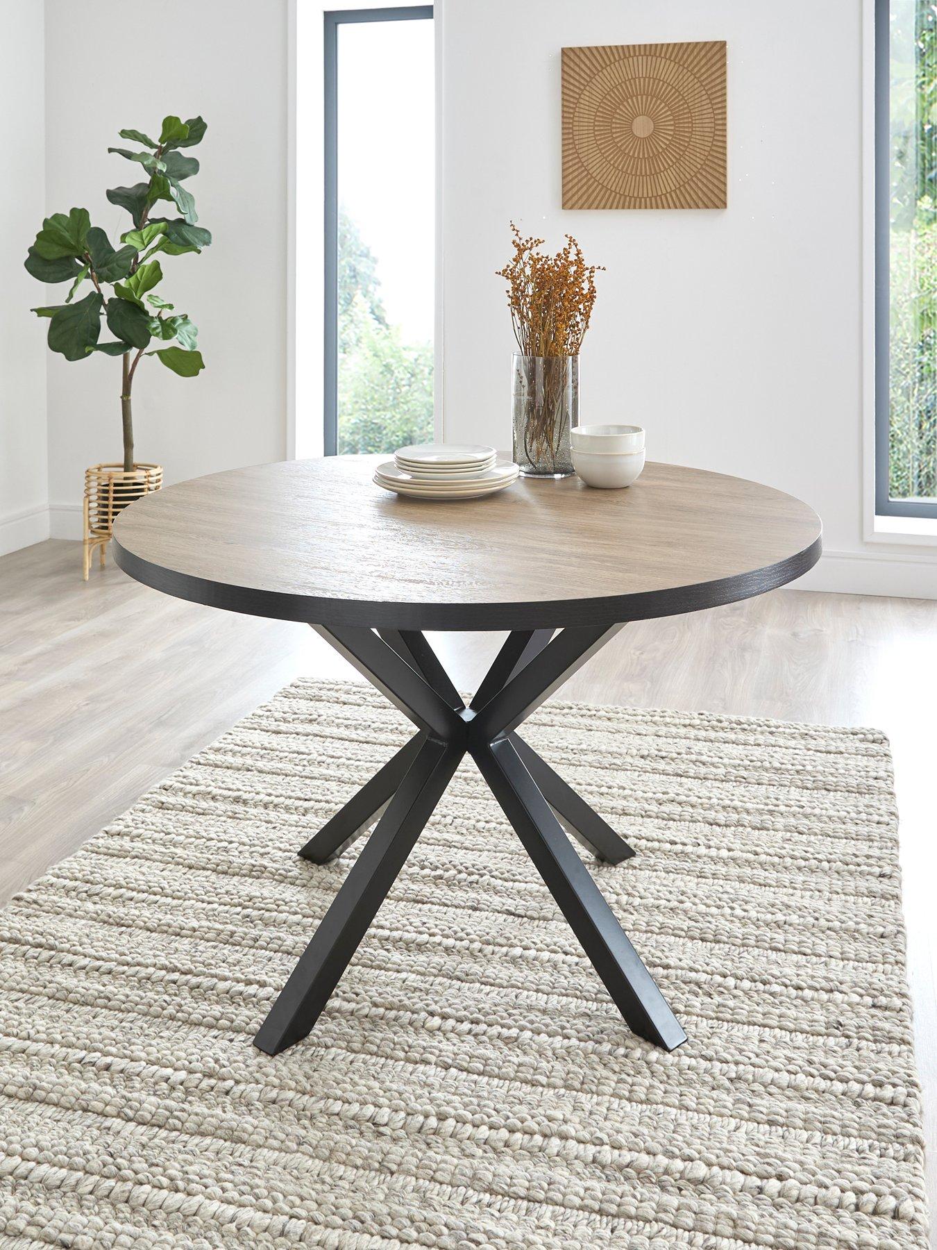 The Very Collection Oslo 120 cm Round Dining Table - Oak/Black - FSC ...